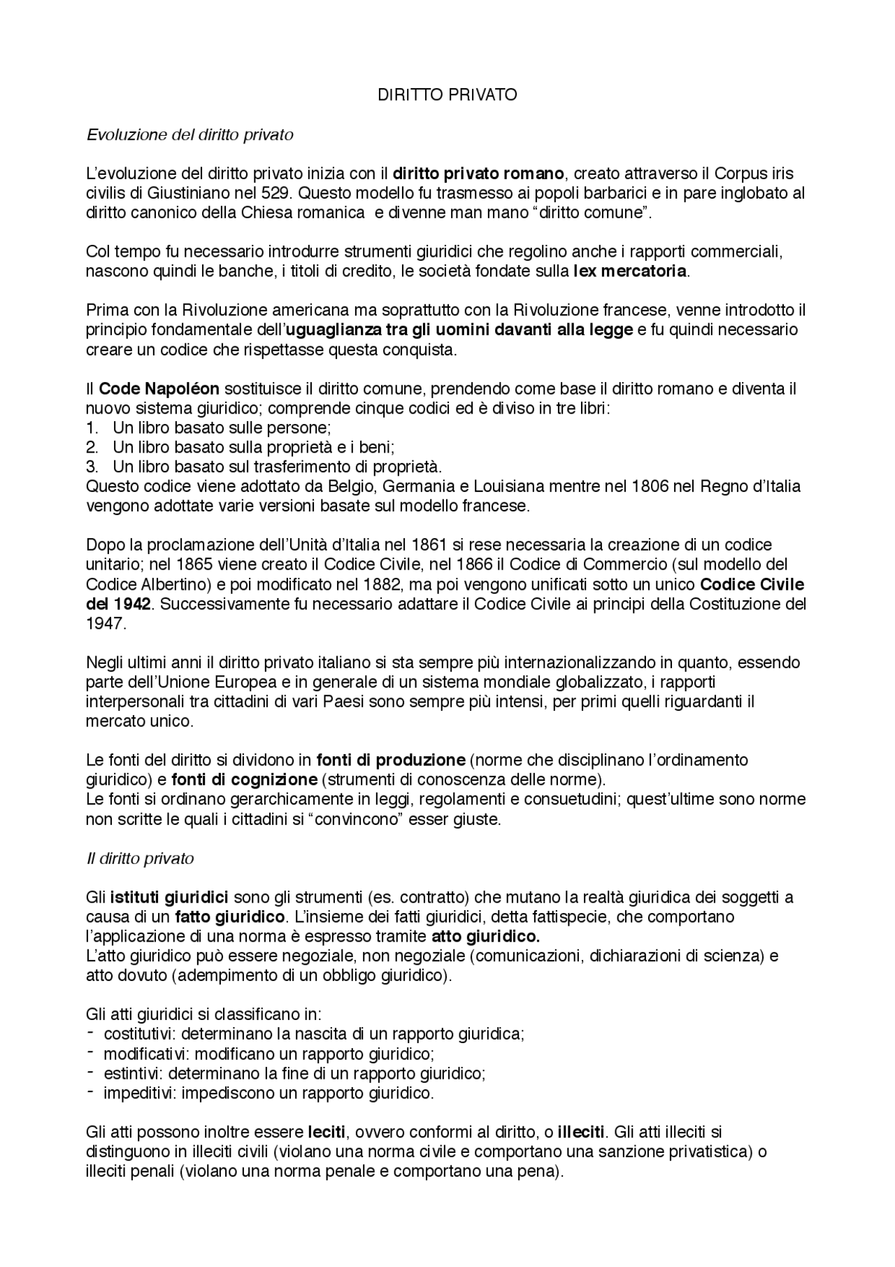 Istituzioni Di Diritto Privato Riassunto Schematico Docsity