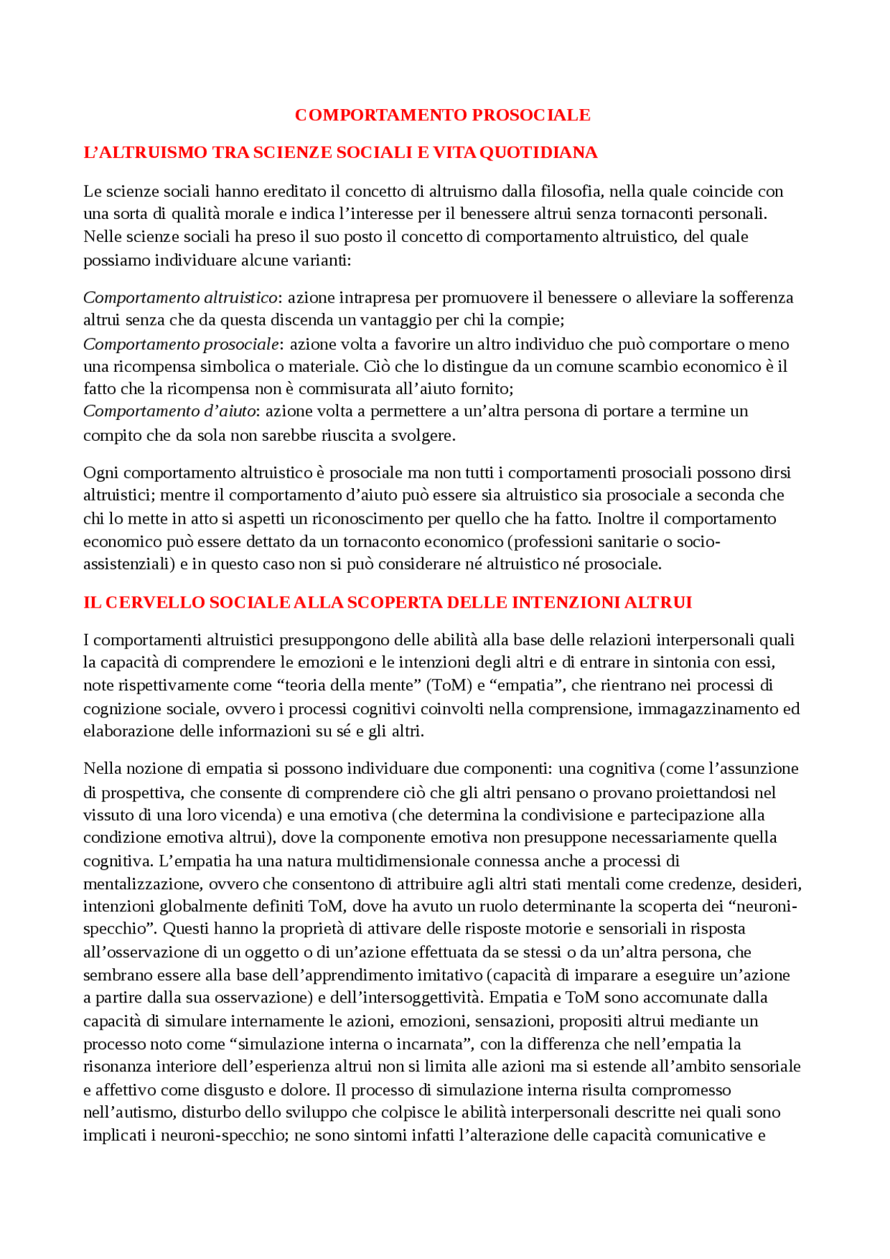 Il Comportamento Prosociale Docsity