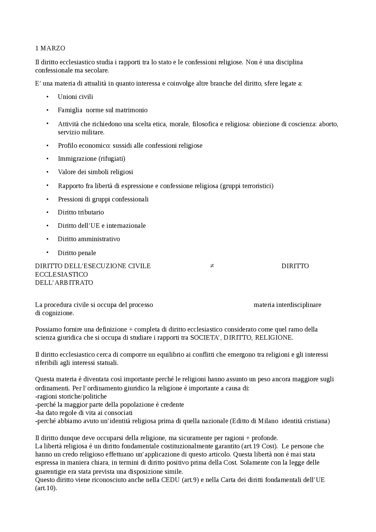 Appunti Diritto Ecclesiastico Prof Cerioli Unimi Docsity