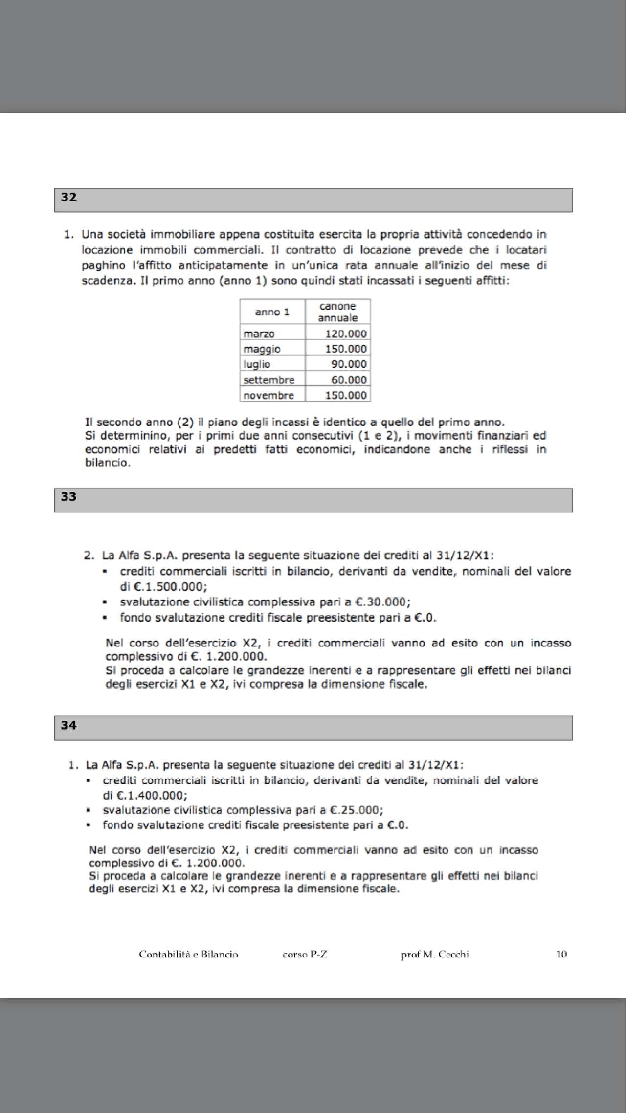 Esercizi Di Bilancio Docsity