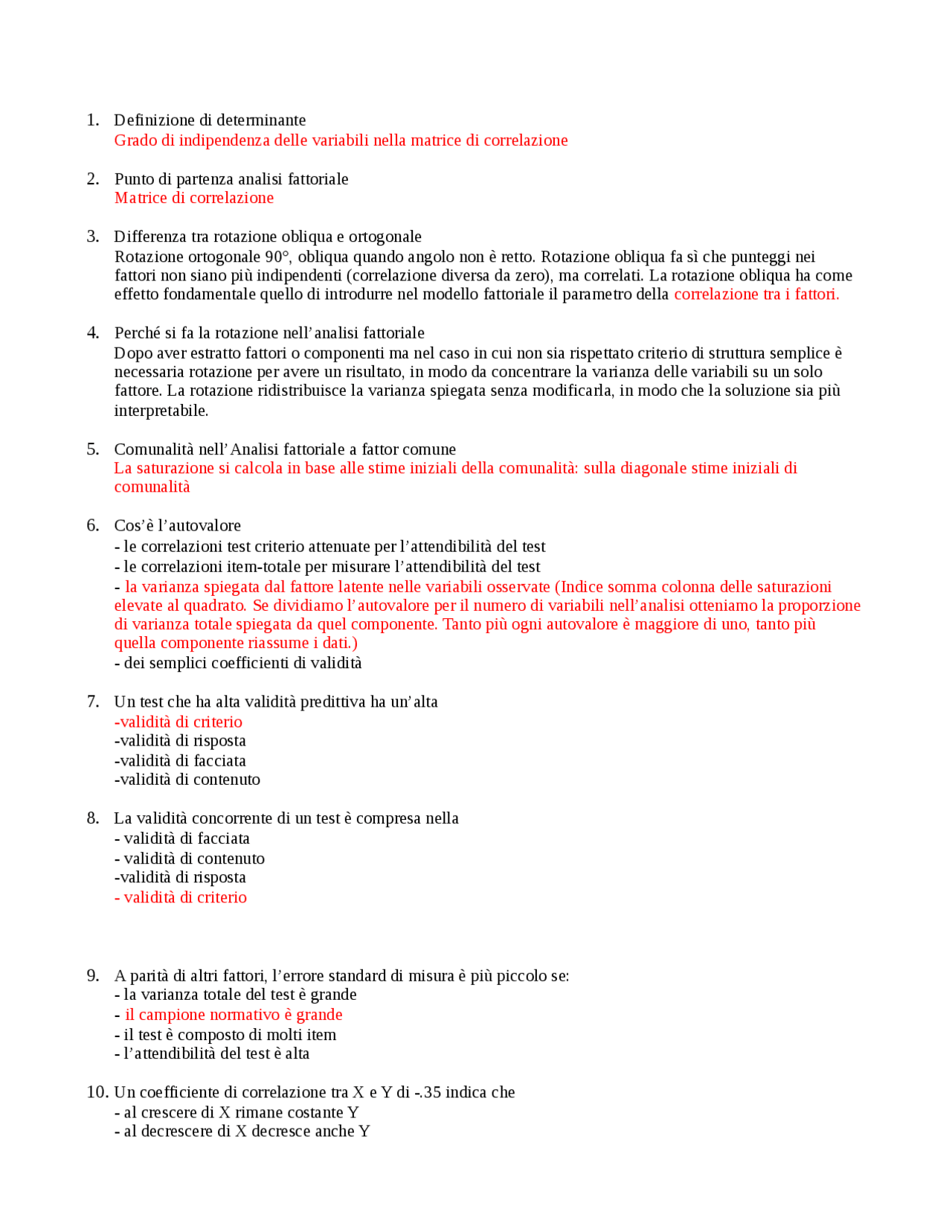 Domande E Risposte Psicometria Docsity