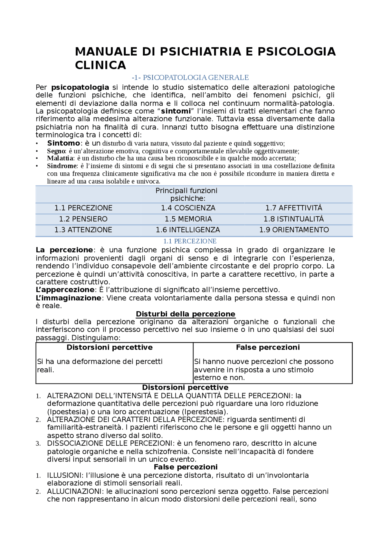 Riassunto Psichiatria Docsity