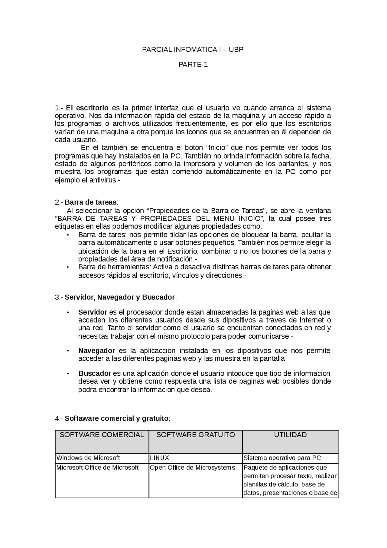 Parcial De InformÁtica I Ubp Exámenes De Informática Docsity