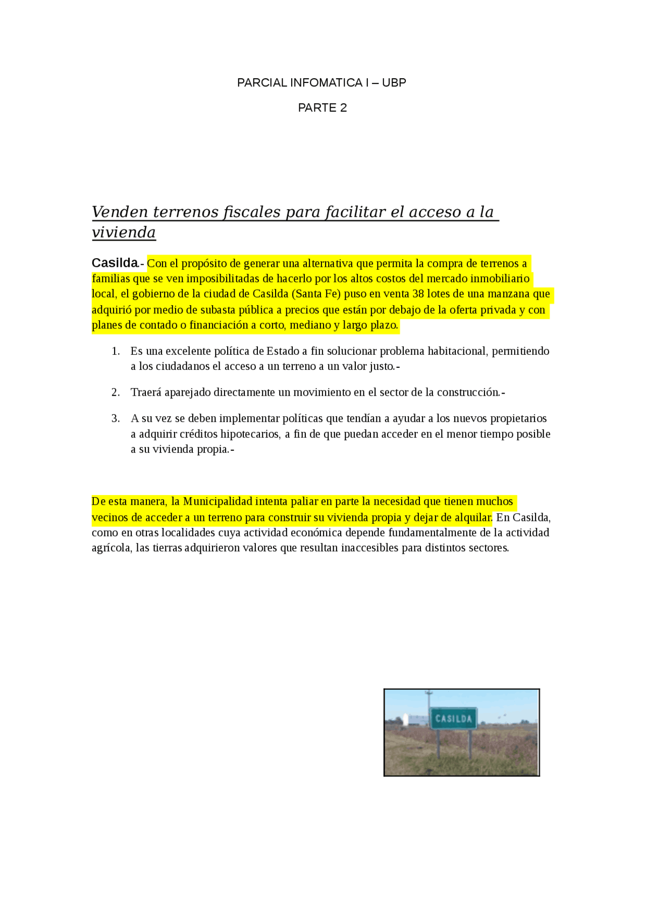 Segundo Parcial De Informatica I Ubp Docsity