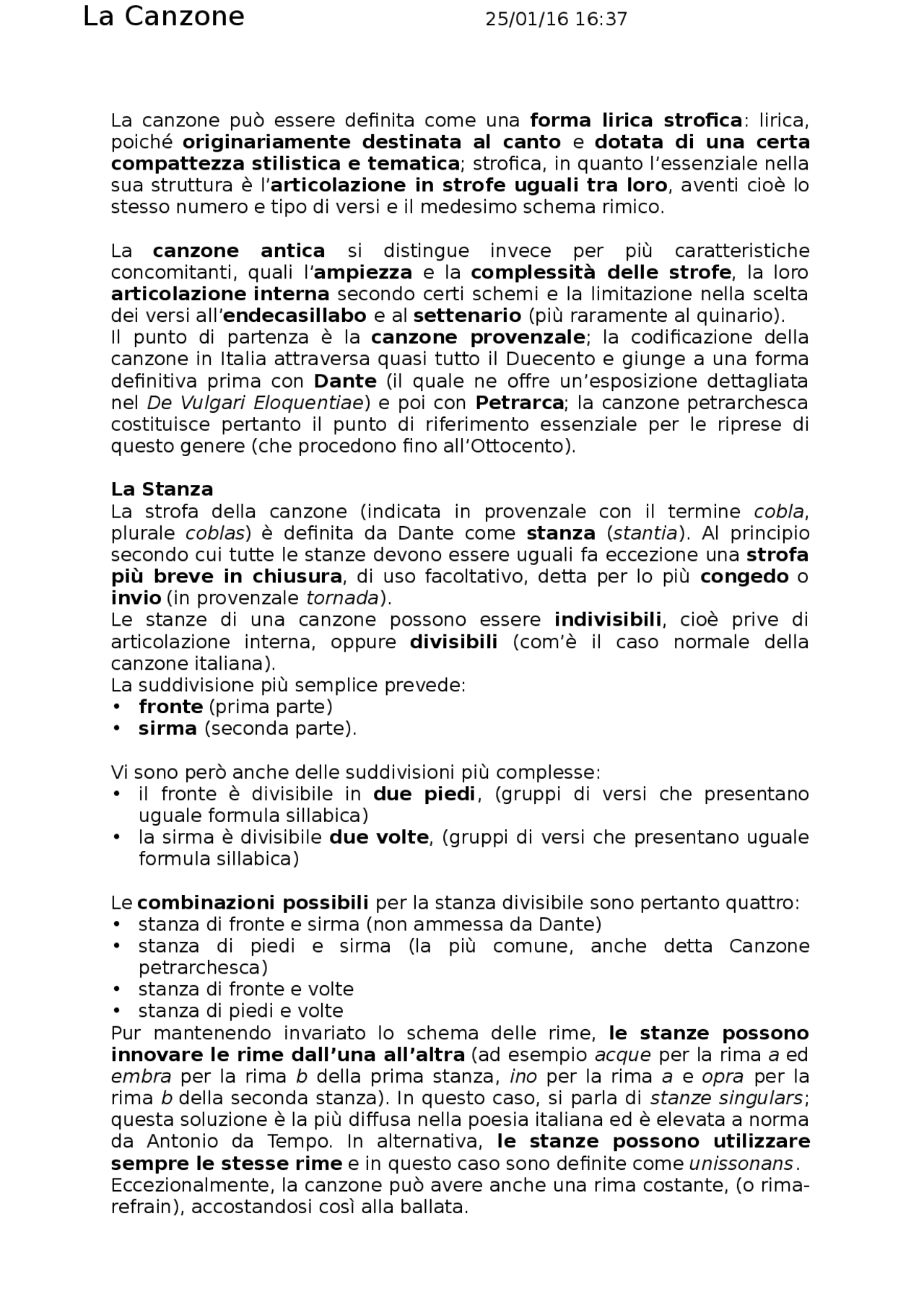 Struttura Della Canzone Docsity