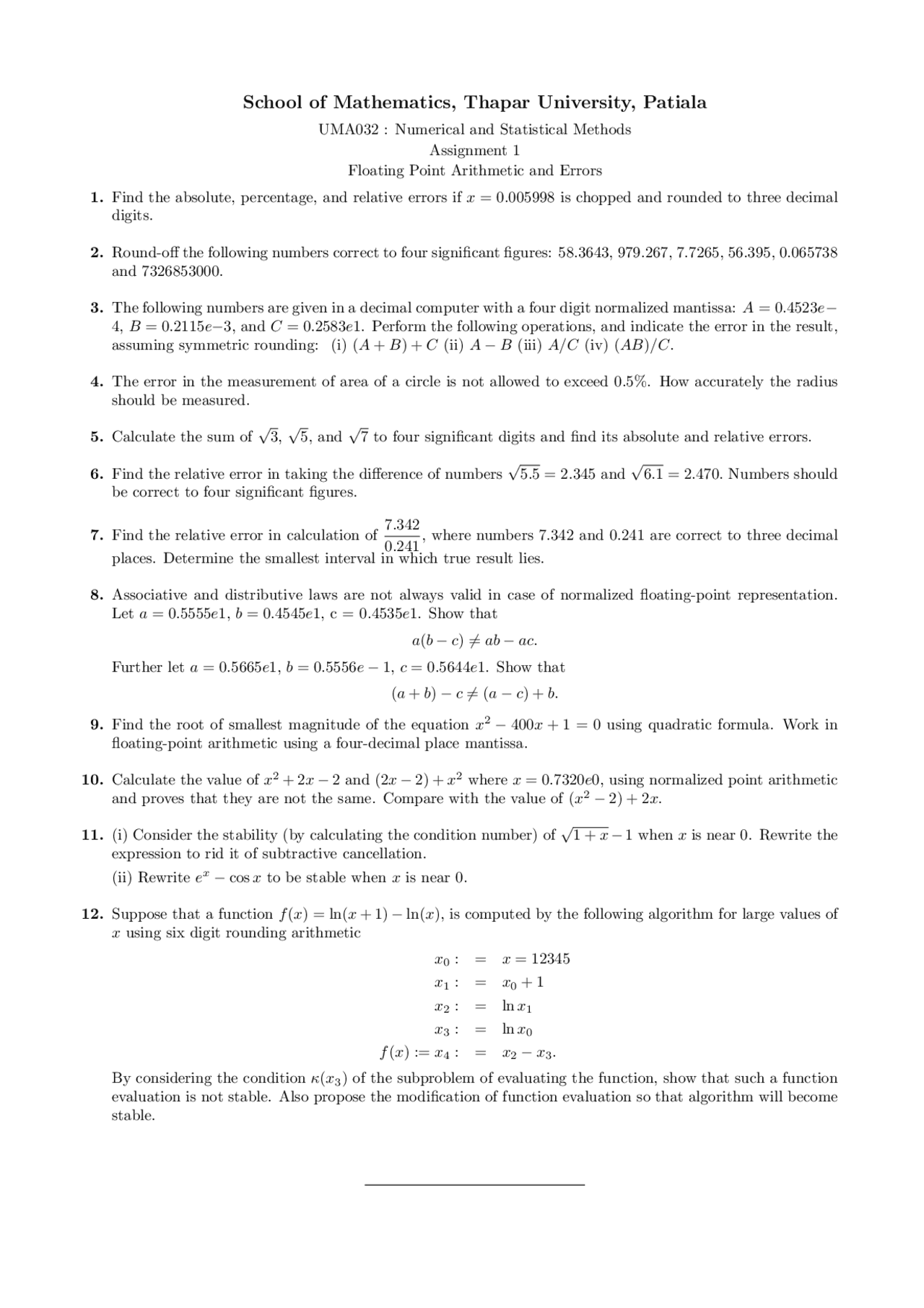 Numerical Analysis Complete Notes Lecture Notes Numerical Methods In Engineering Docsity