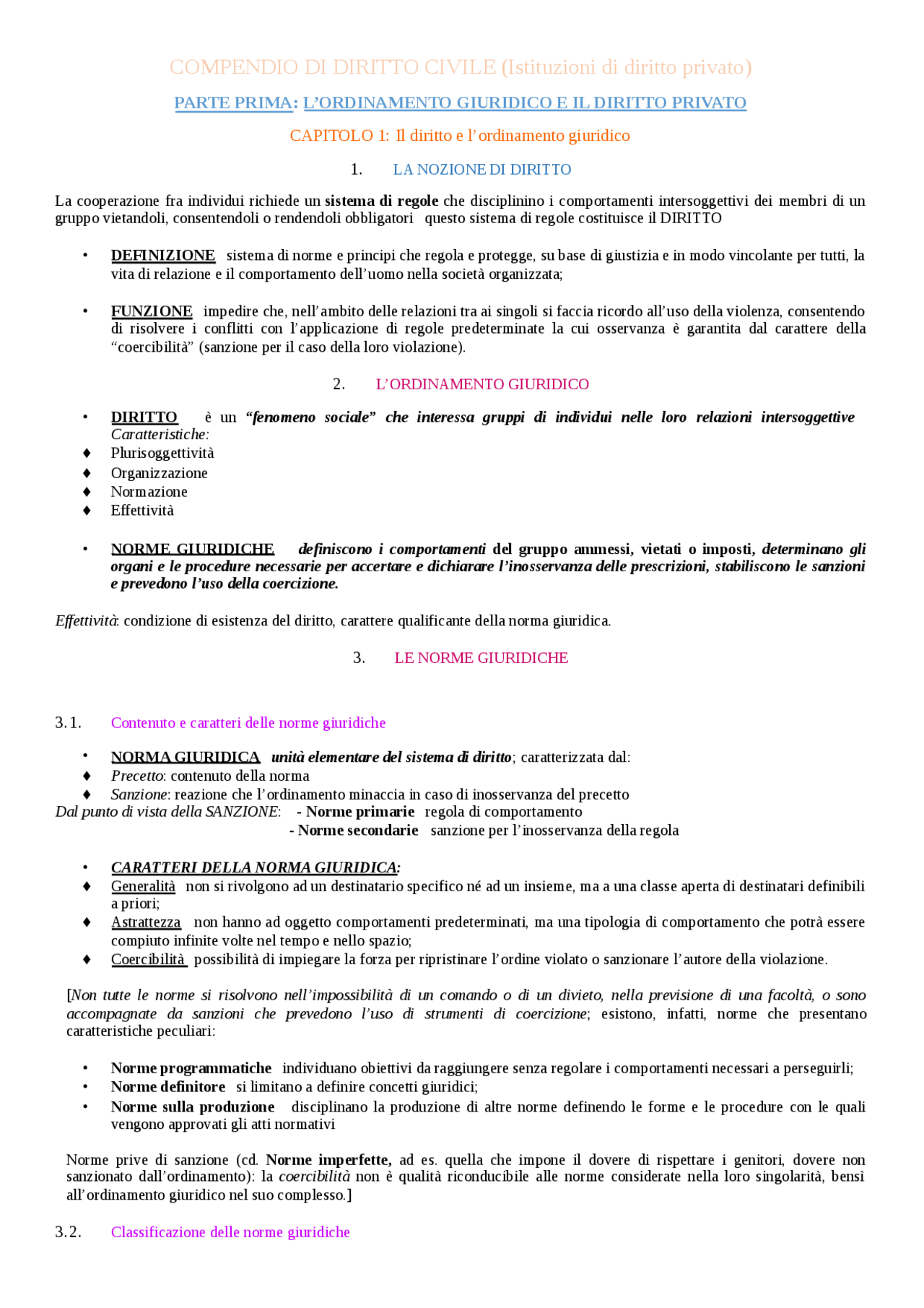 Compendio Di Diritto Civile Docsity