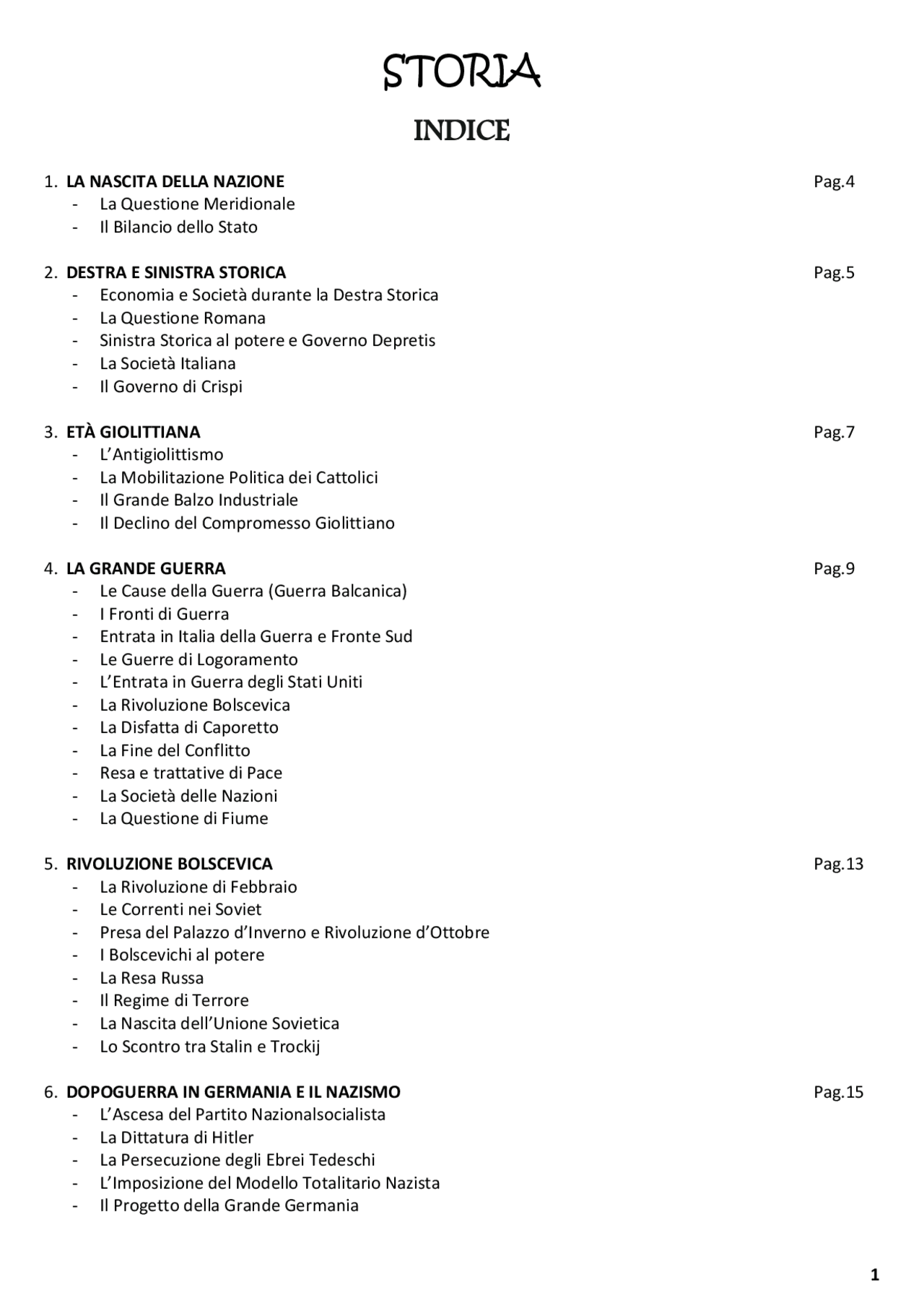 Appunti Riassuntivi Storia Docsity