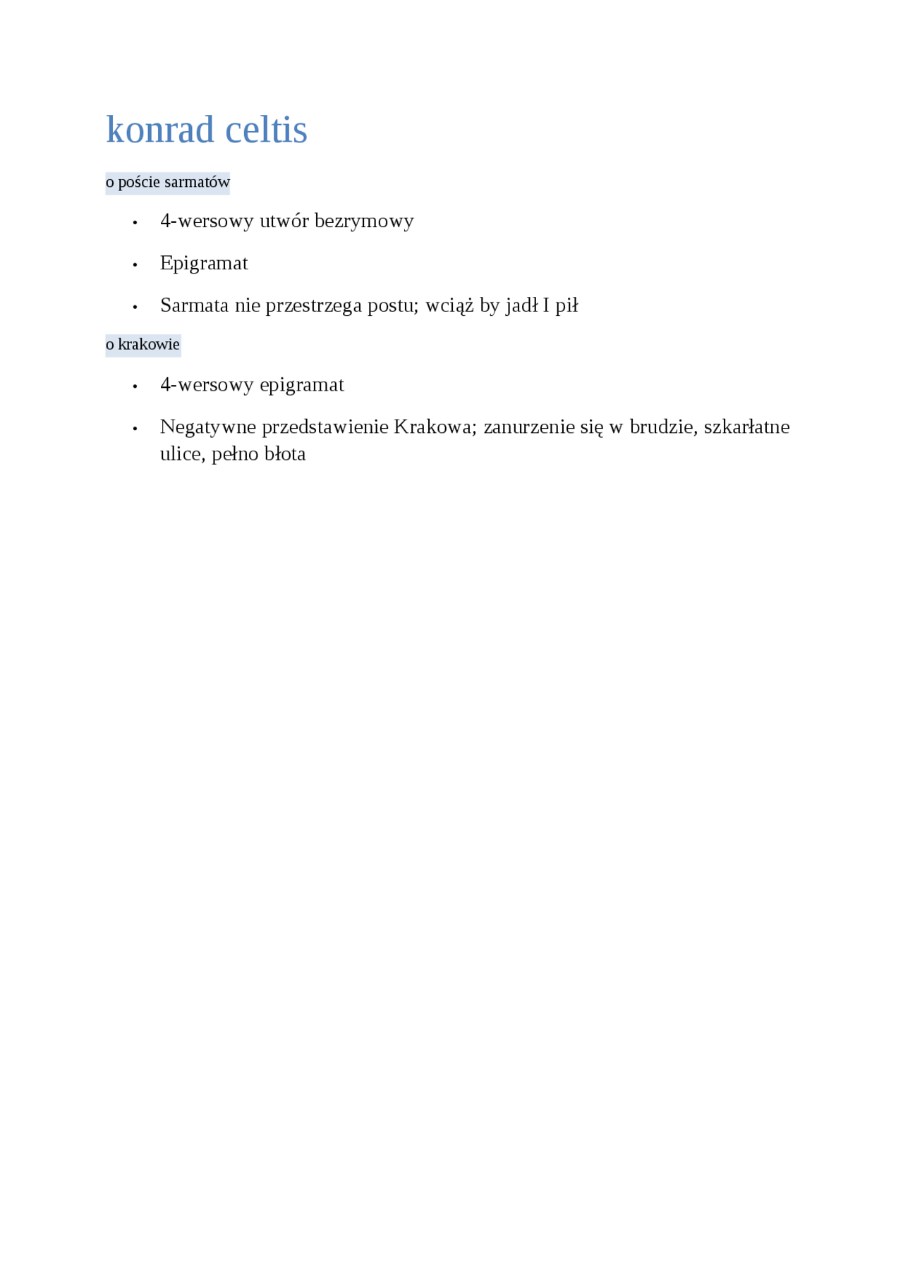 KONRAD CELTIS - 2 utwory opracowane - Docsity