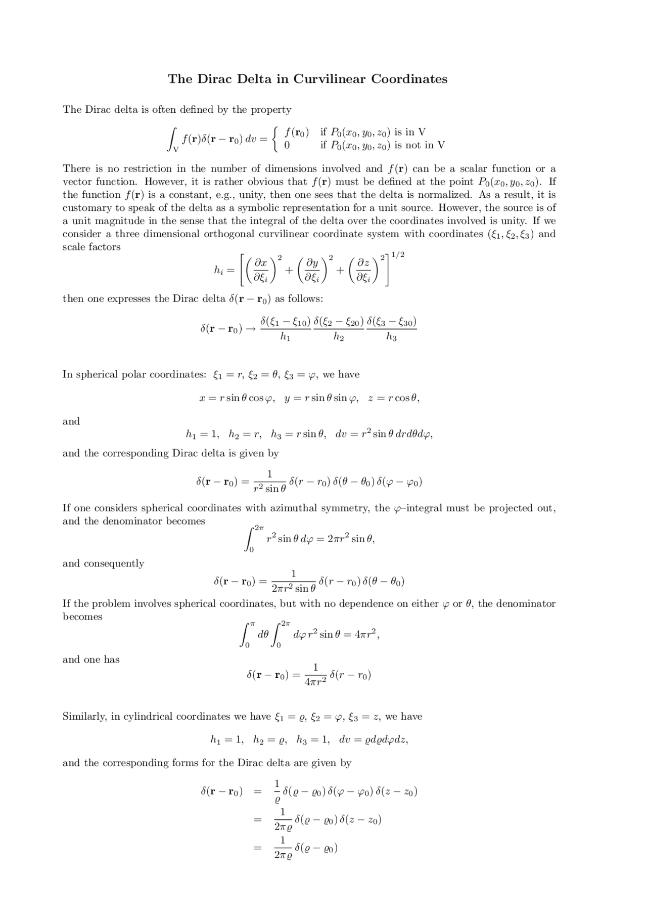Delta Dirac Function Docsity