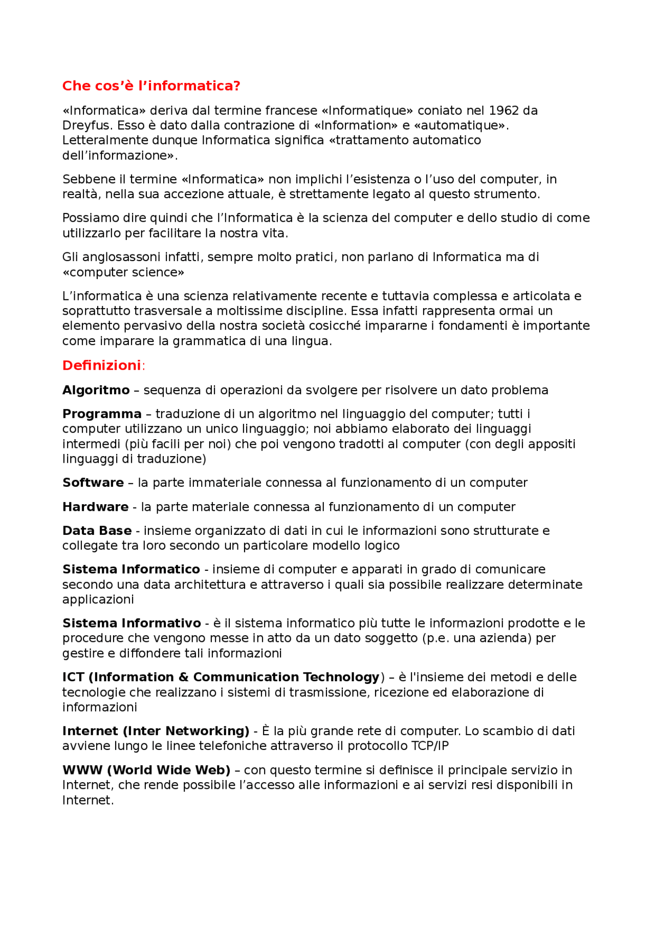 Appunti Di Informatica Univr Bc Docsity