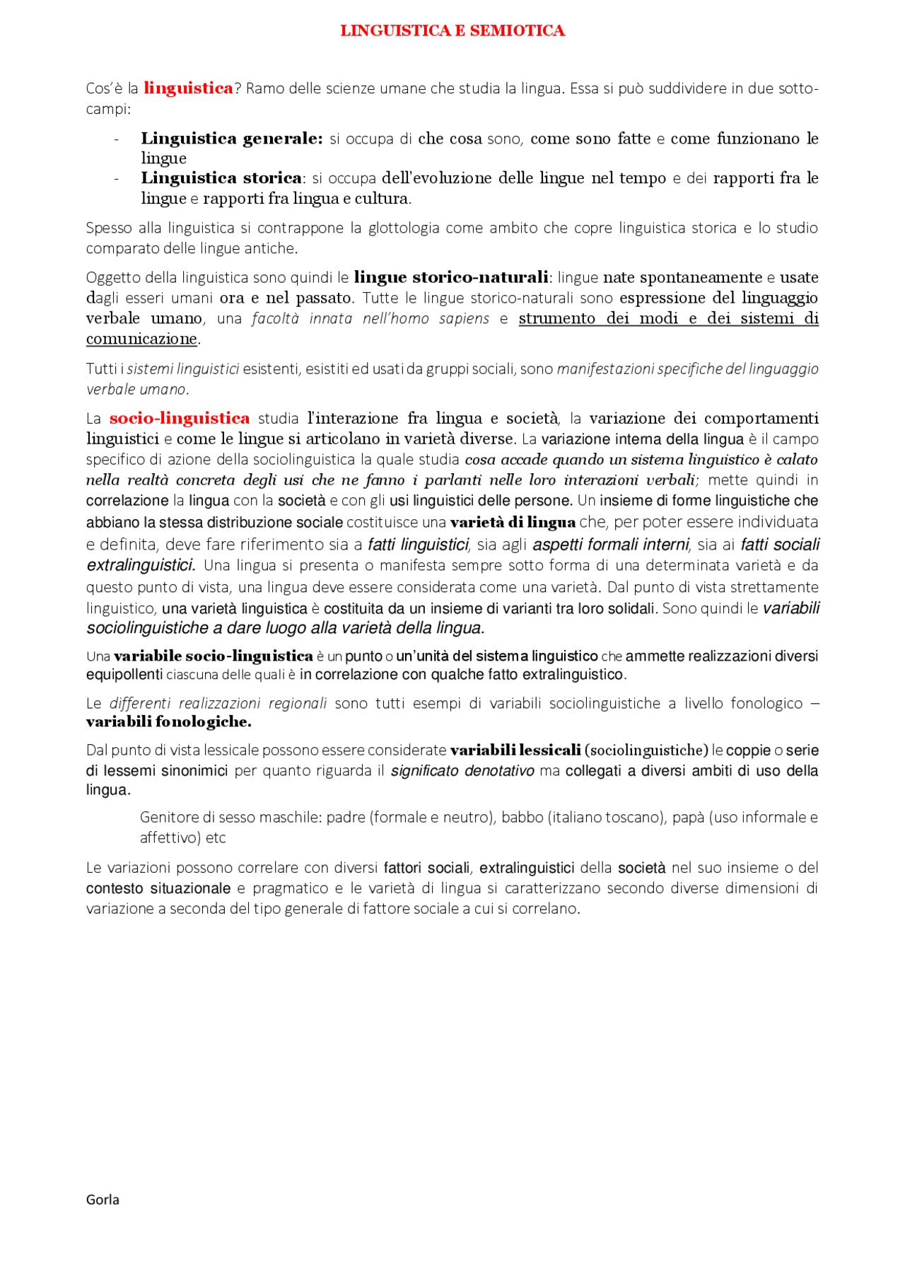 Appunti Di Linguistica E Semiotica Docsity