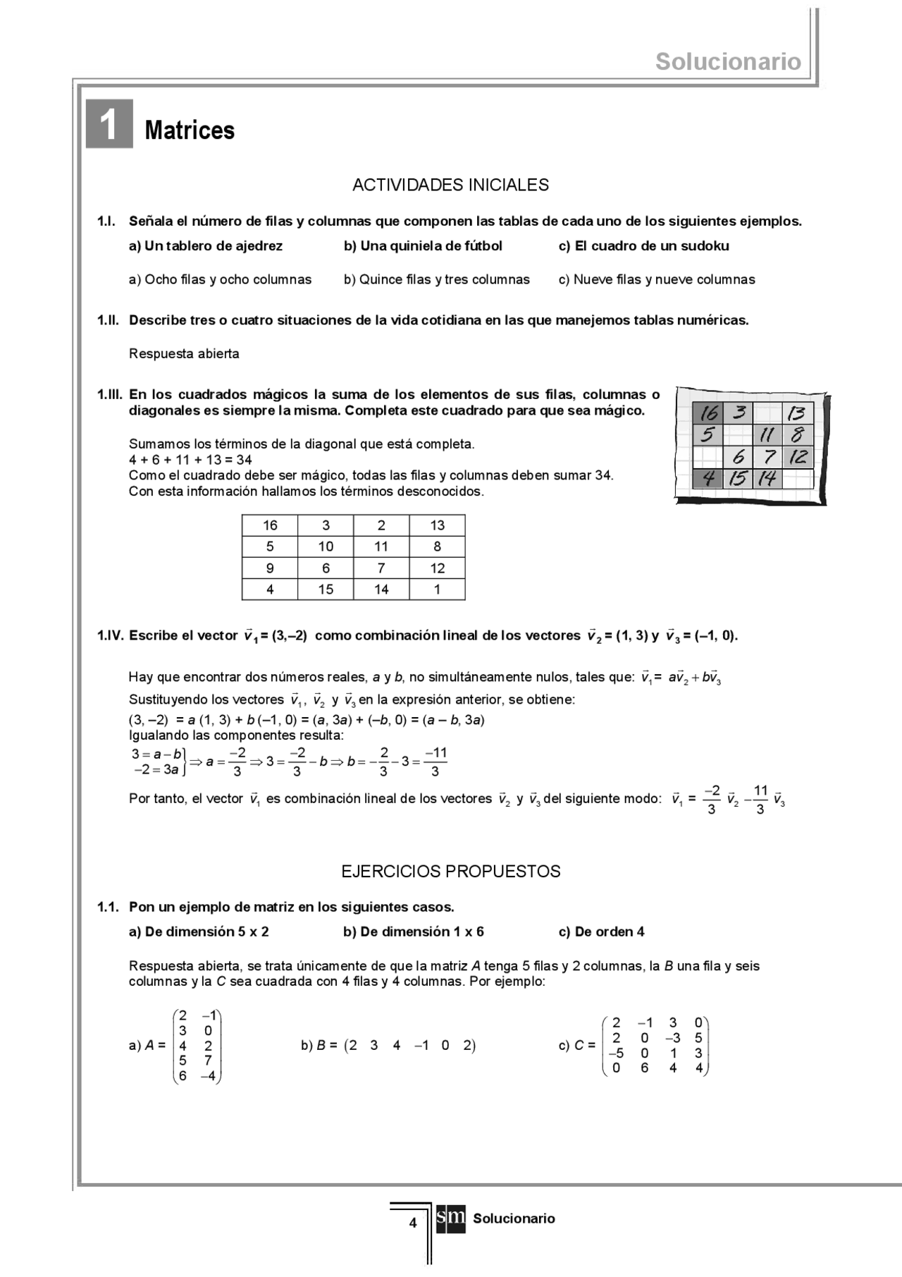 Solucionario Matrices Ccss Docsity