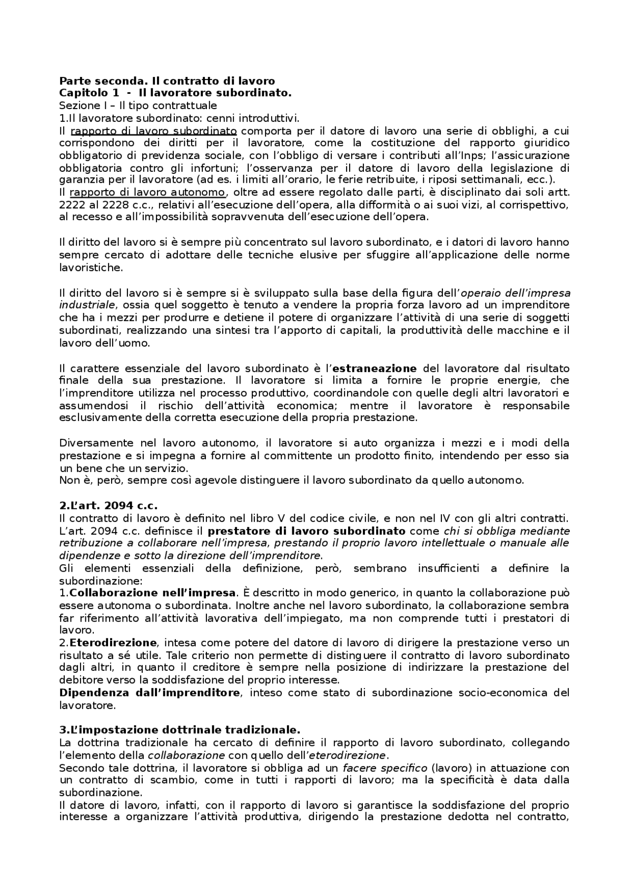 Manuale Di Diritto Del Lavoro Mazzotta Docsity