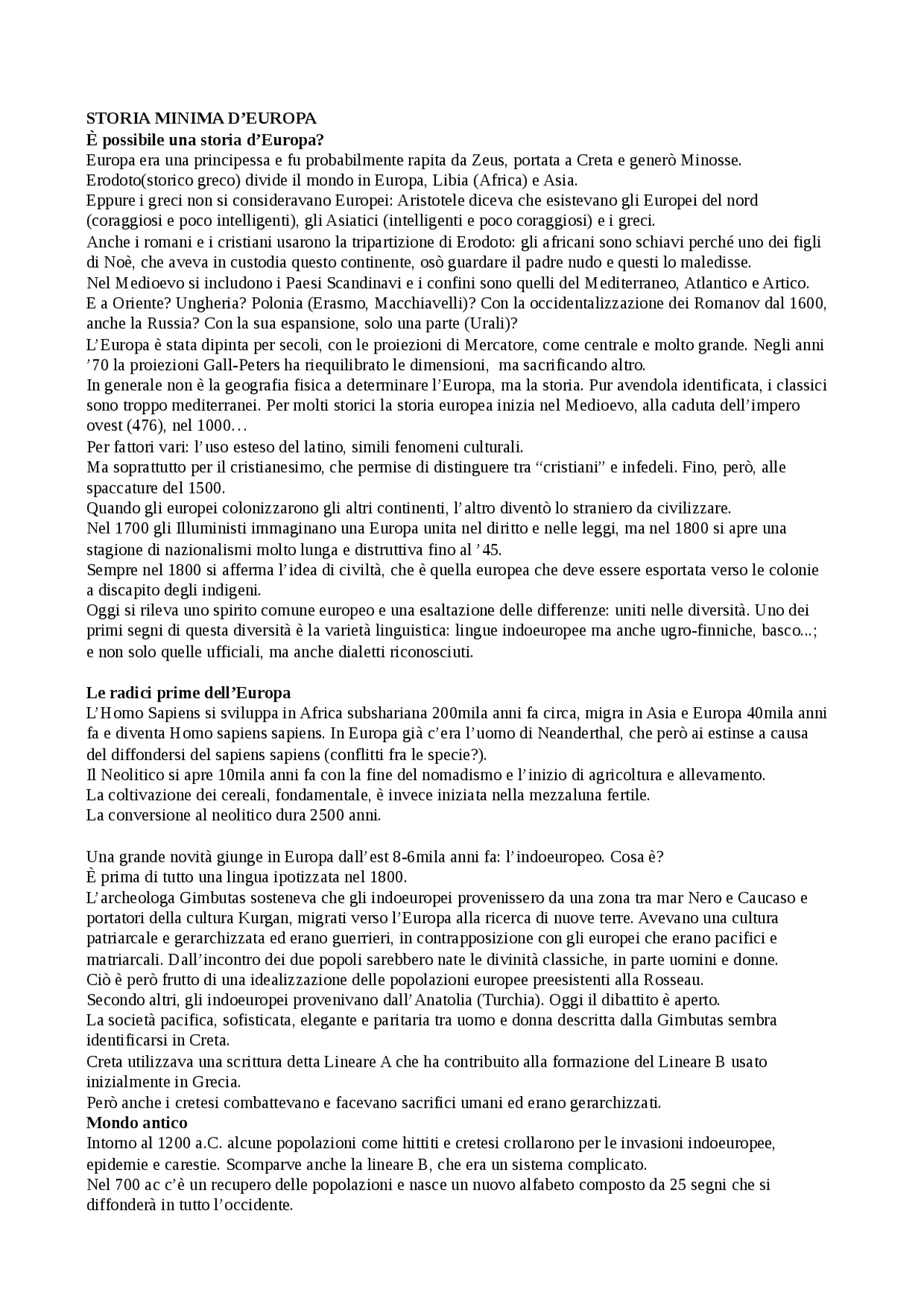 Storia Minima Deuropa Résumés De Histoire Docsity