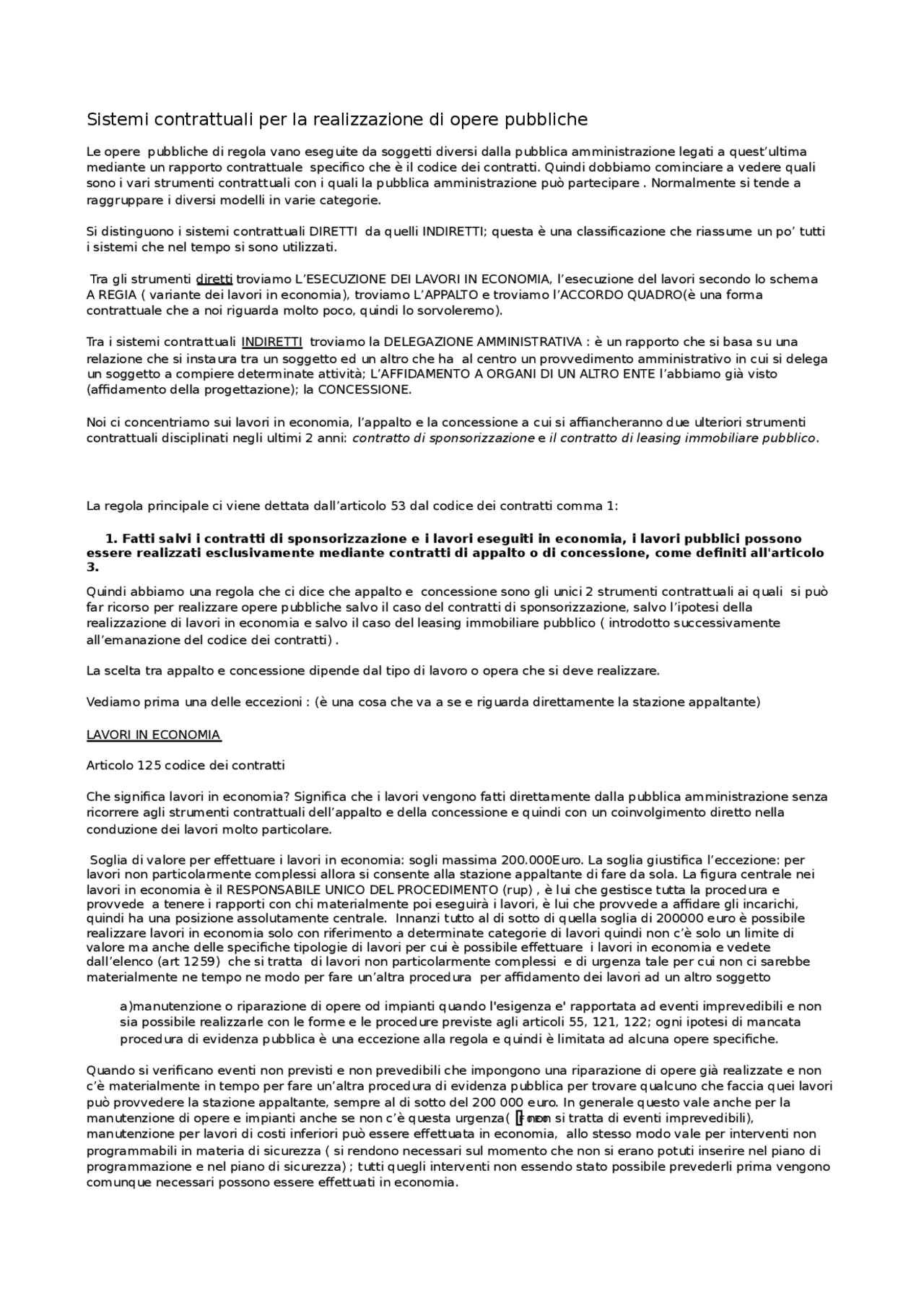 Legislazione Lavori Pubblici Docsity