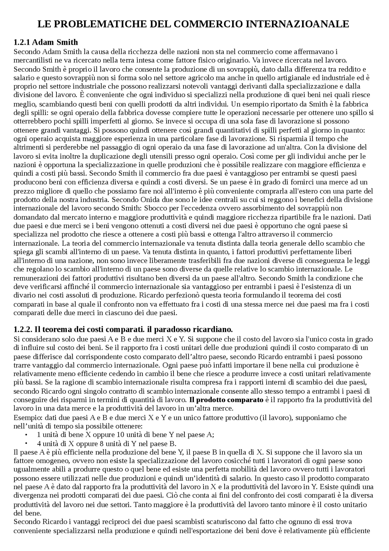 Le Problematiche Del Commercio Internazionale Docsity