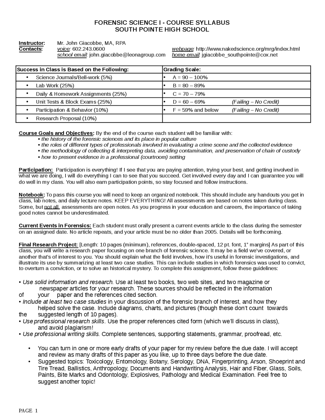 Introuction to Forensic Science - Docsity