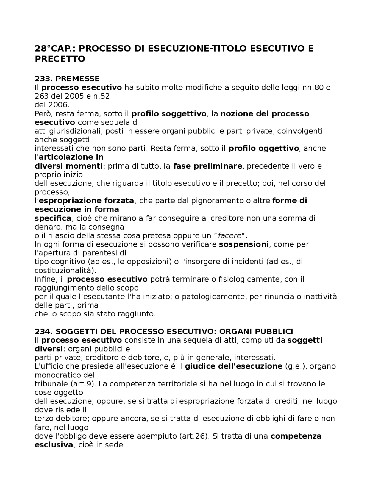 Elementi Fondamentali Del Processo Esecutivo Docsity