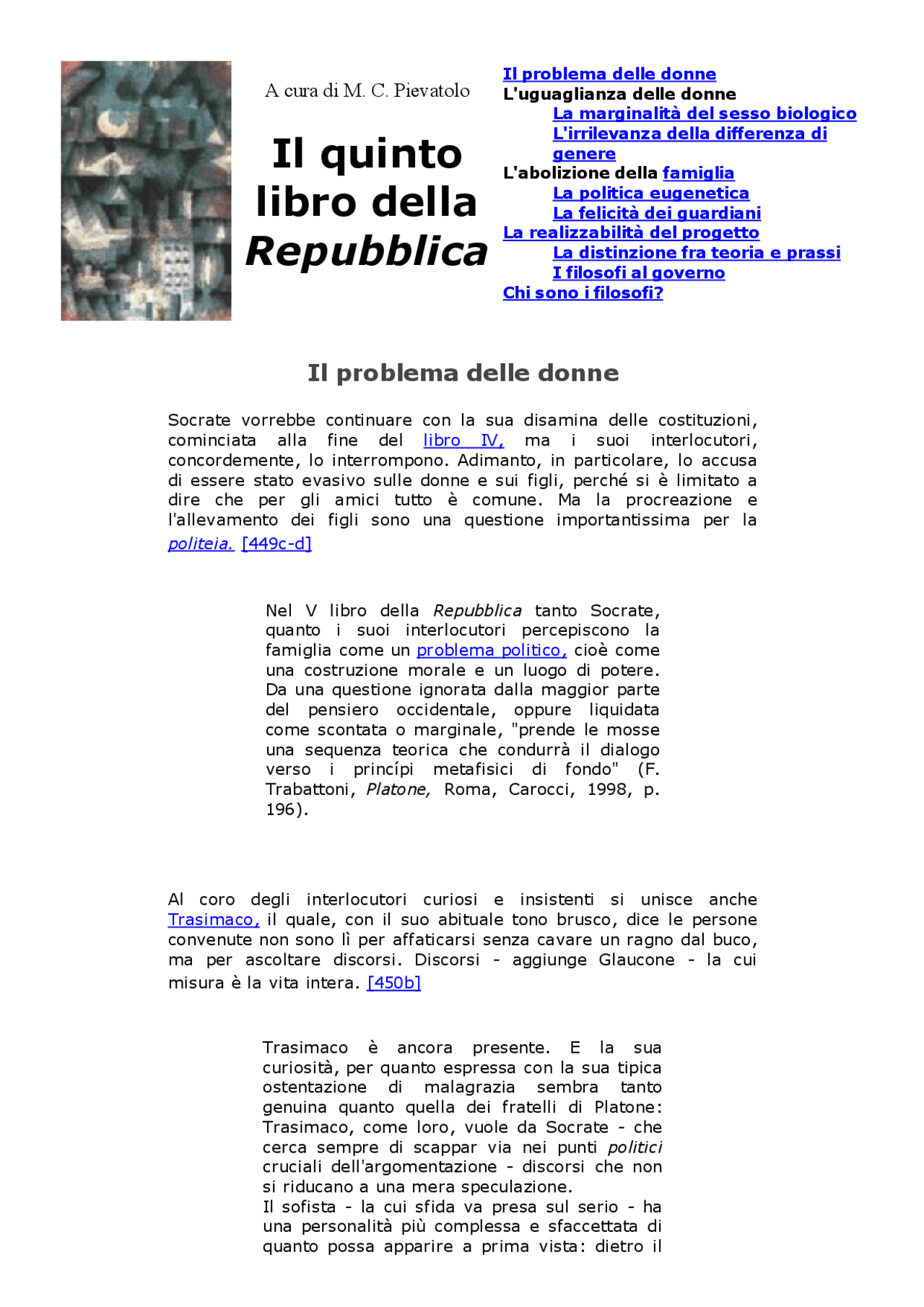 Platone La Repubblica Libro V Docsity