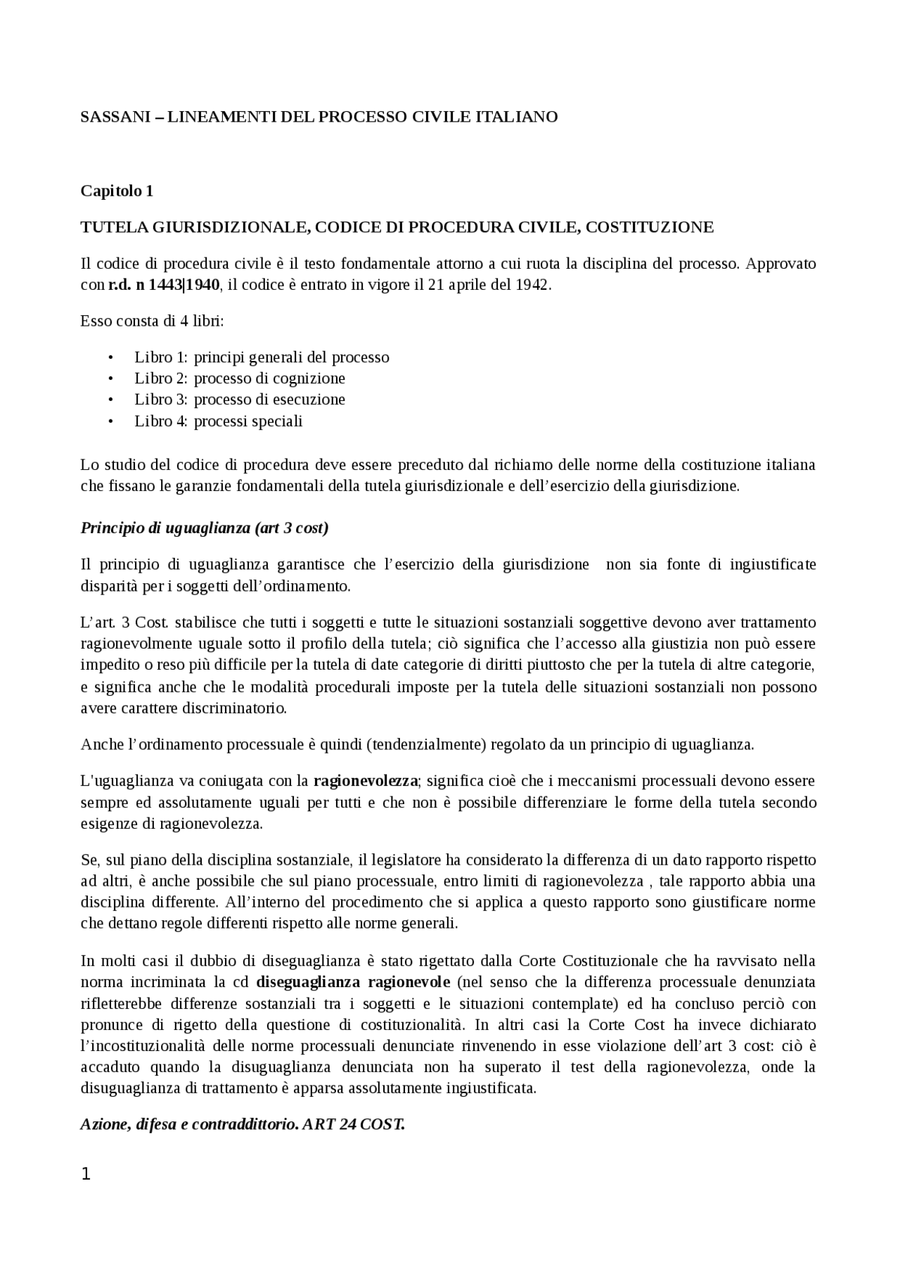 Lineamenti Del Processo Civile Italiano Sassani Docsity