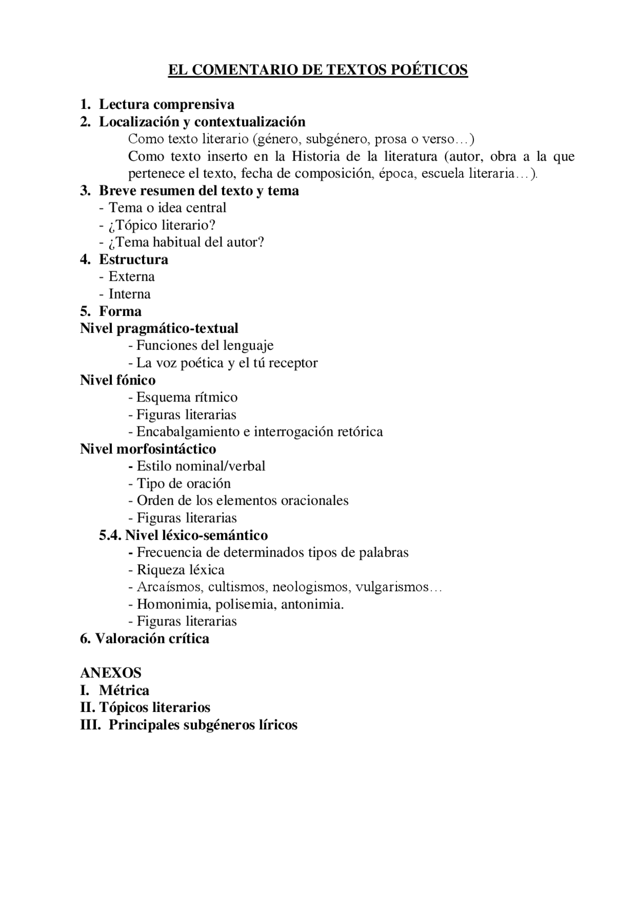 Guía para comentario de textos poéticos - Docsity