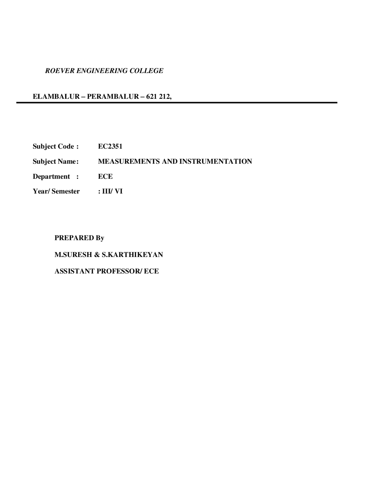 Measurements And Instrumentation Docsity