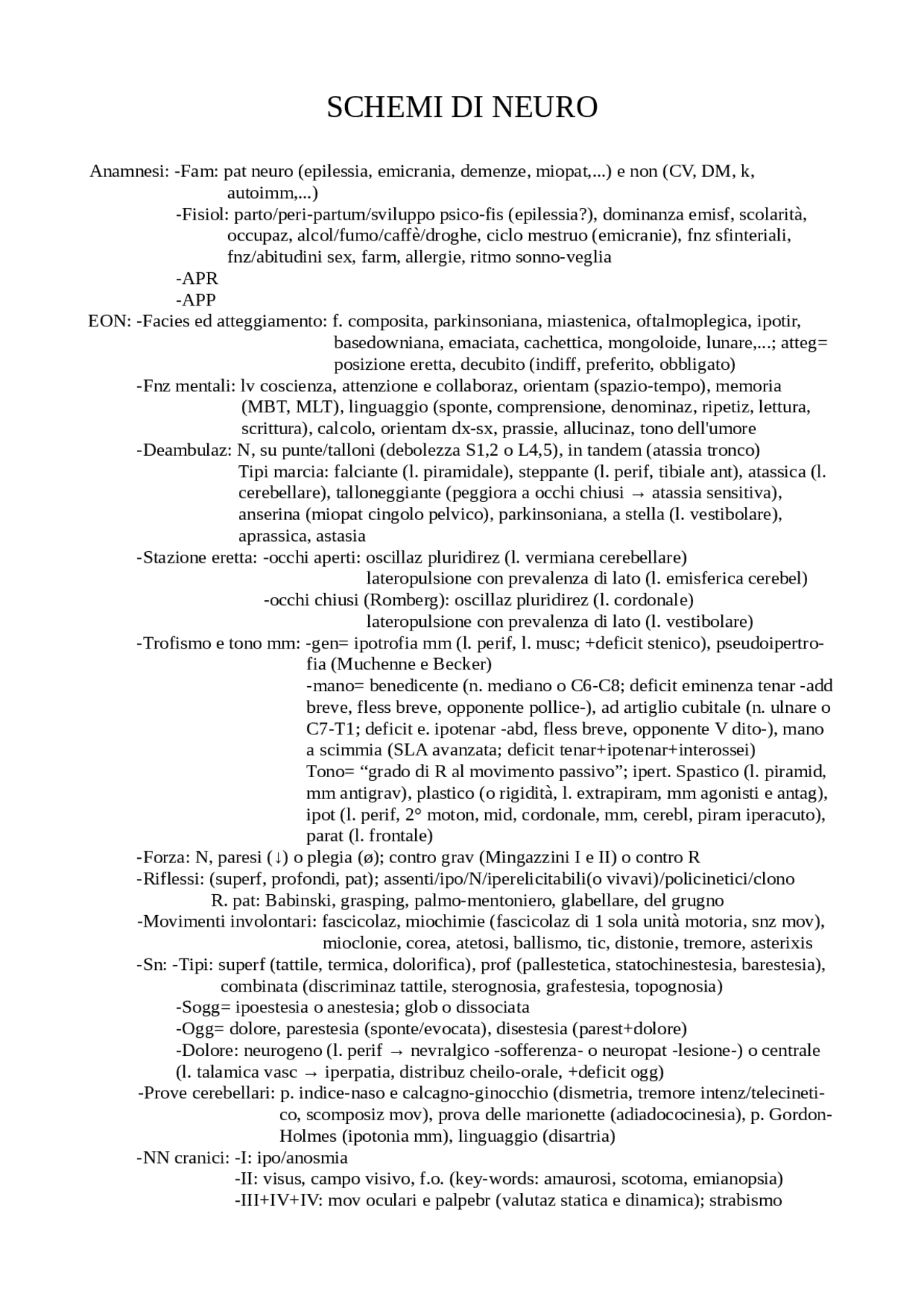 Appunti Neurologia Schemi Sintesi Docsity