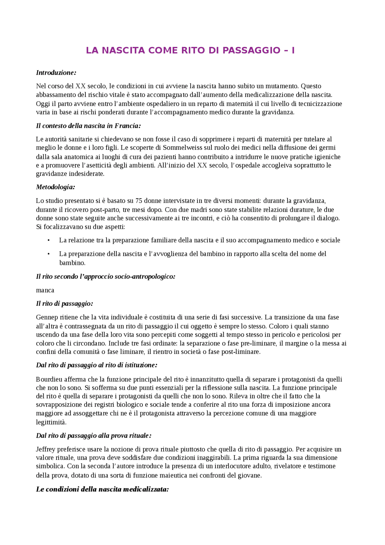 Lattesa Un Tempo Per Nascere Genitori Docsity