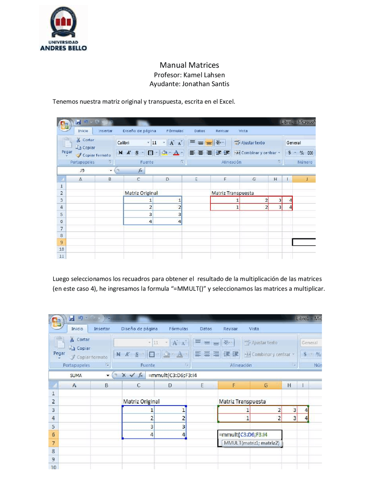 Guia de Matrices matematicas - Docsity
