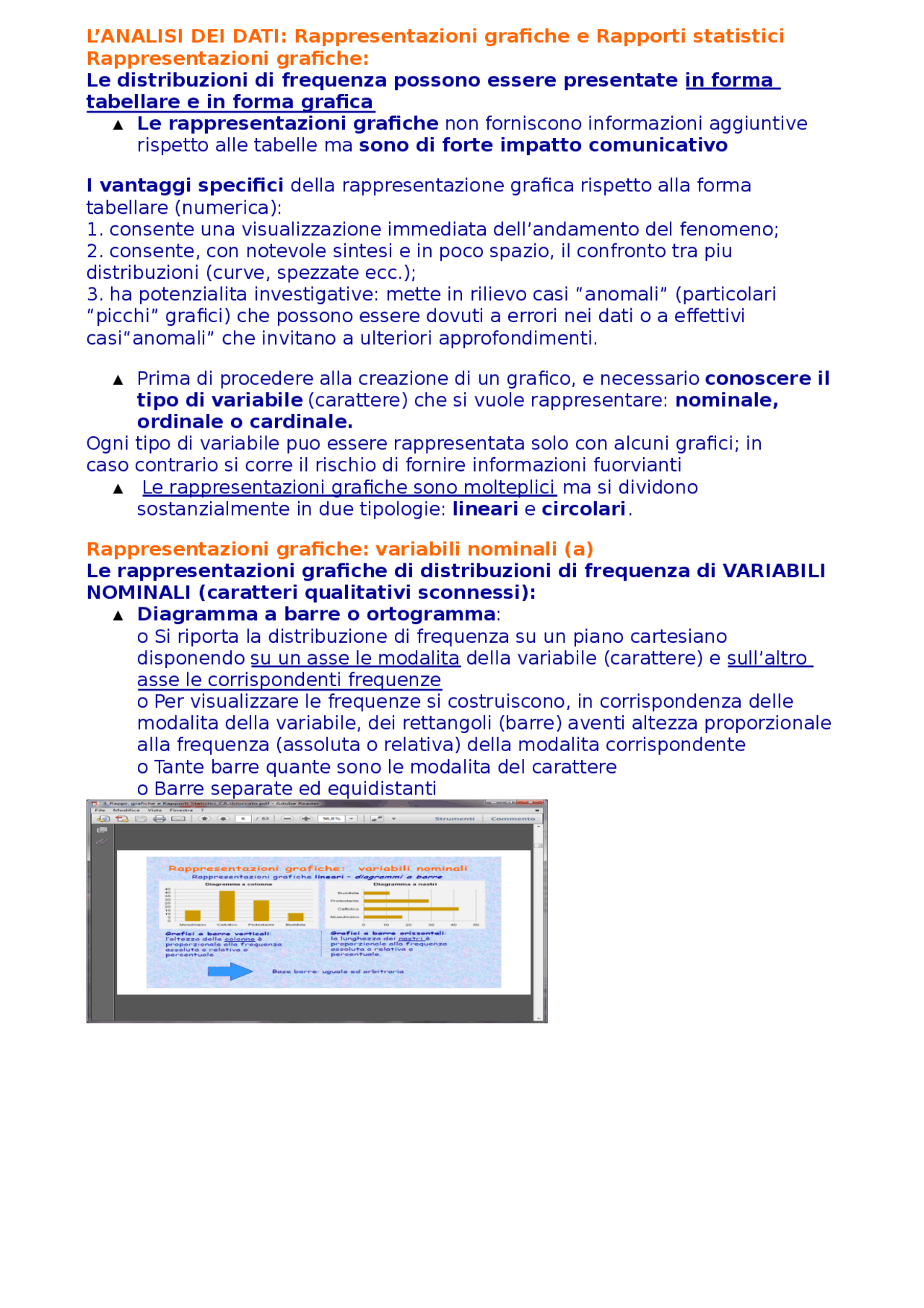 ANALISI DEI DATI E RAPPRESENTAZIONI GRAFICHE - Docsity