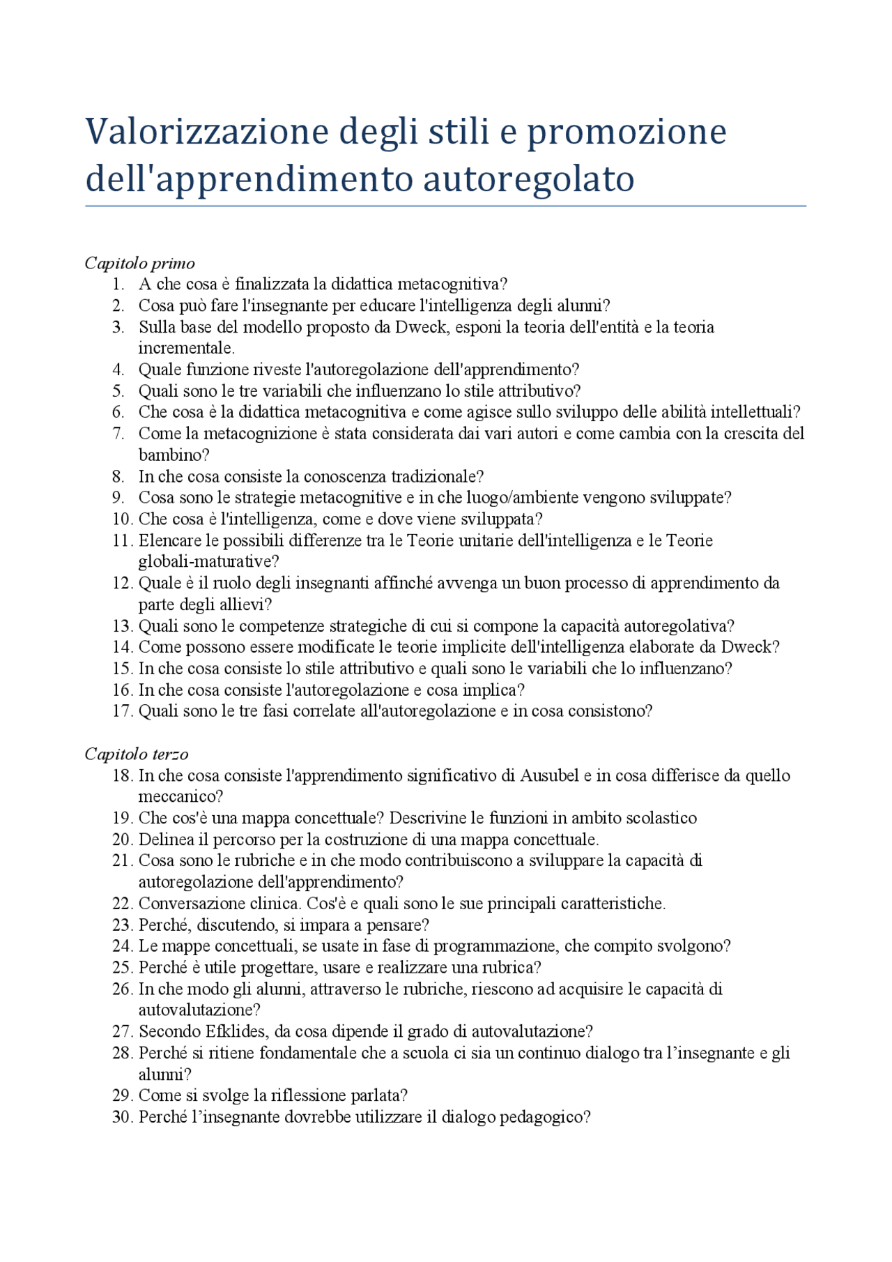 Domande Didattica Generale Docsity