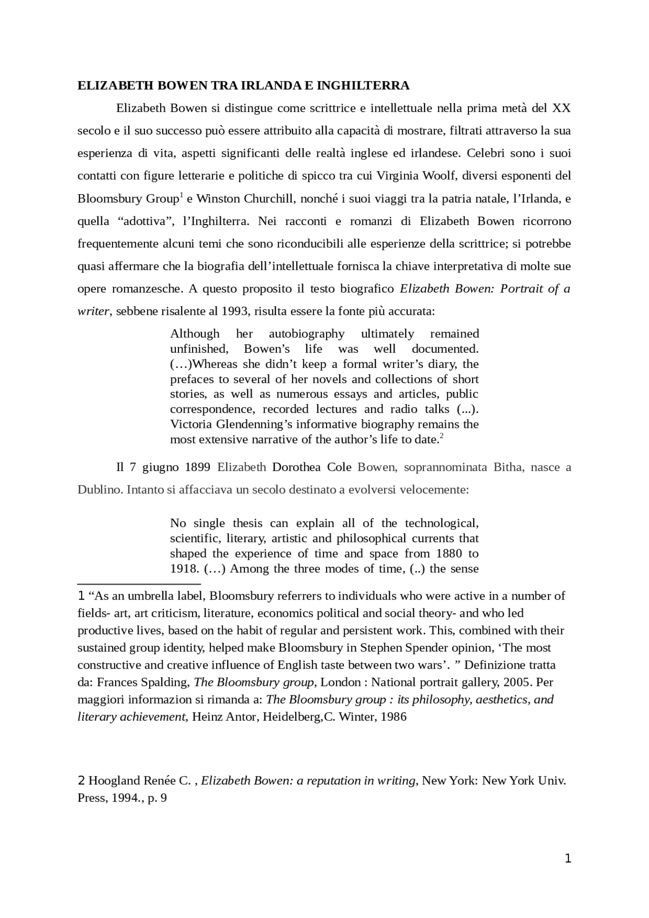 Elizabeth Bowen, Biografia | Tesi di laurea di Letteratura Inglese ...