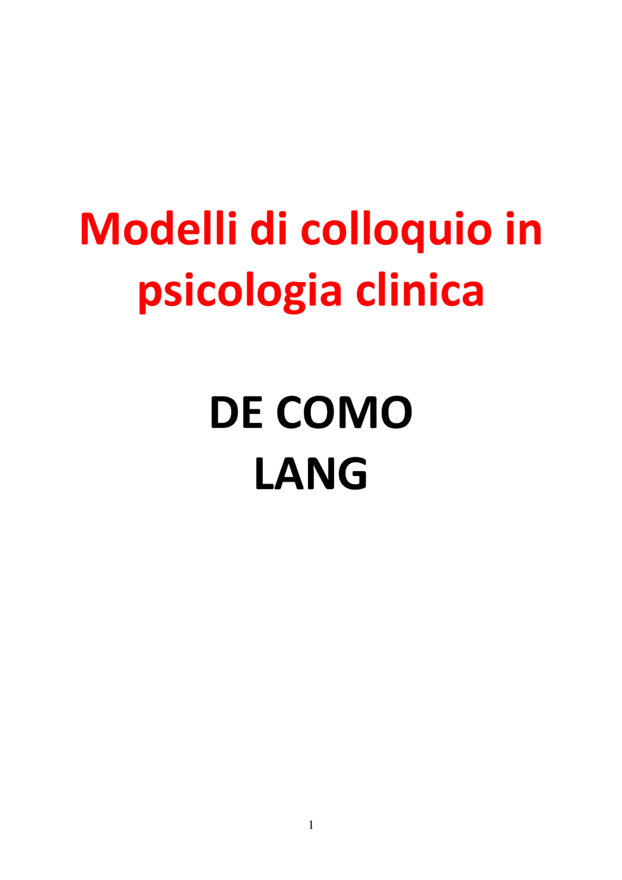 Modelli Di Colloquio In Psicologia Clinica Docsity