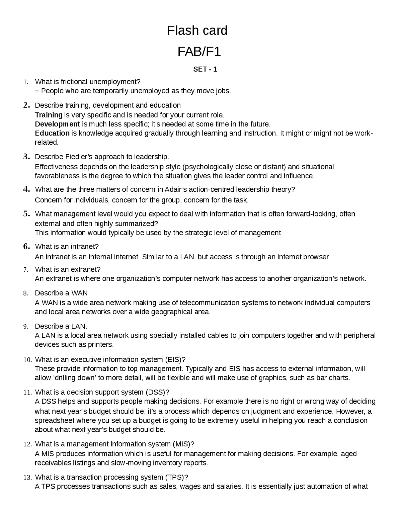 ACCA Accountant in Business (FFA/F1) Flash Card - Docsity