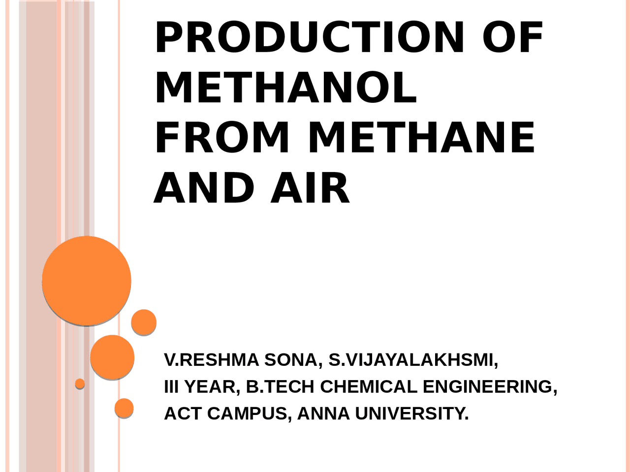 Methanol Production of methanol - Docsity