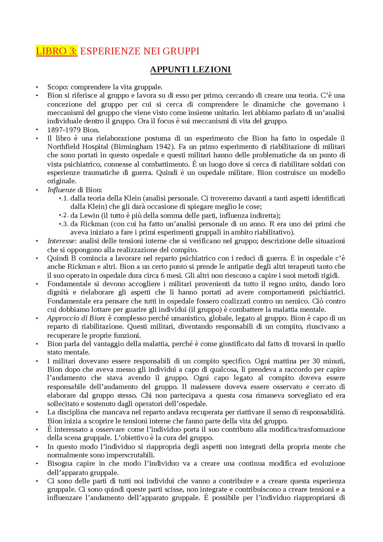 Esperienze Nei Gruppi Docsity