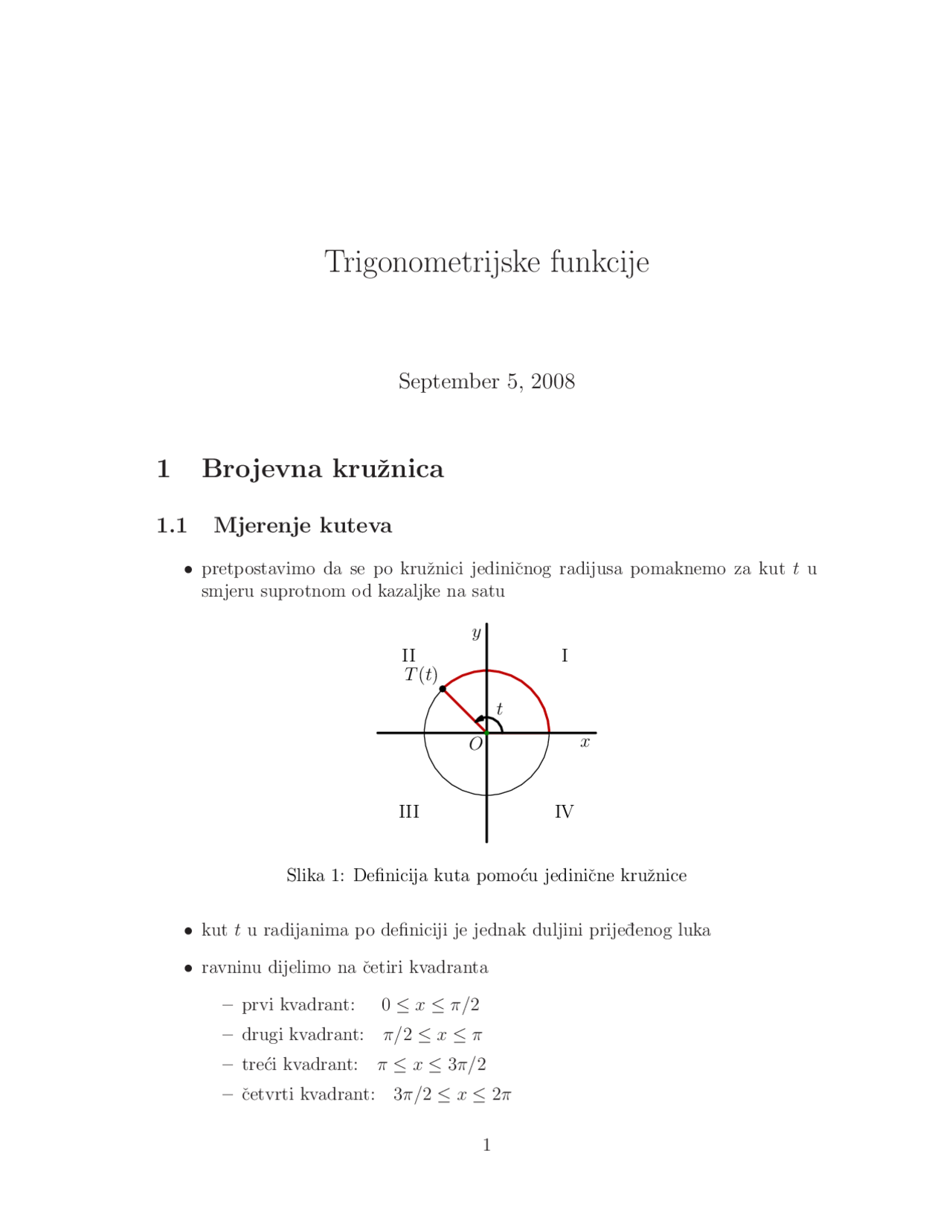 Trigonometrija trigonometrijske funkcije sinus i kosinus tangens i ...