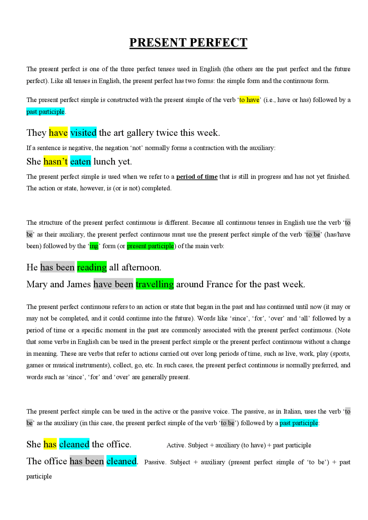 Presentazione present perfect simple - Docsity