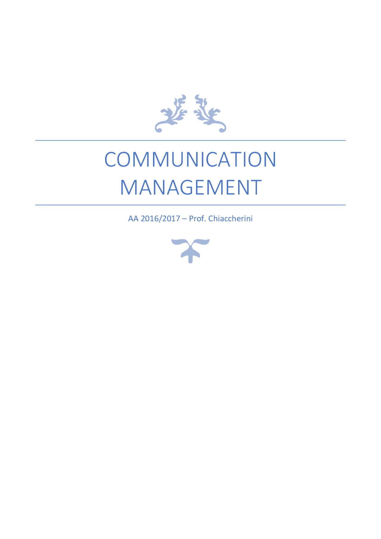 Communication Management Docsity