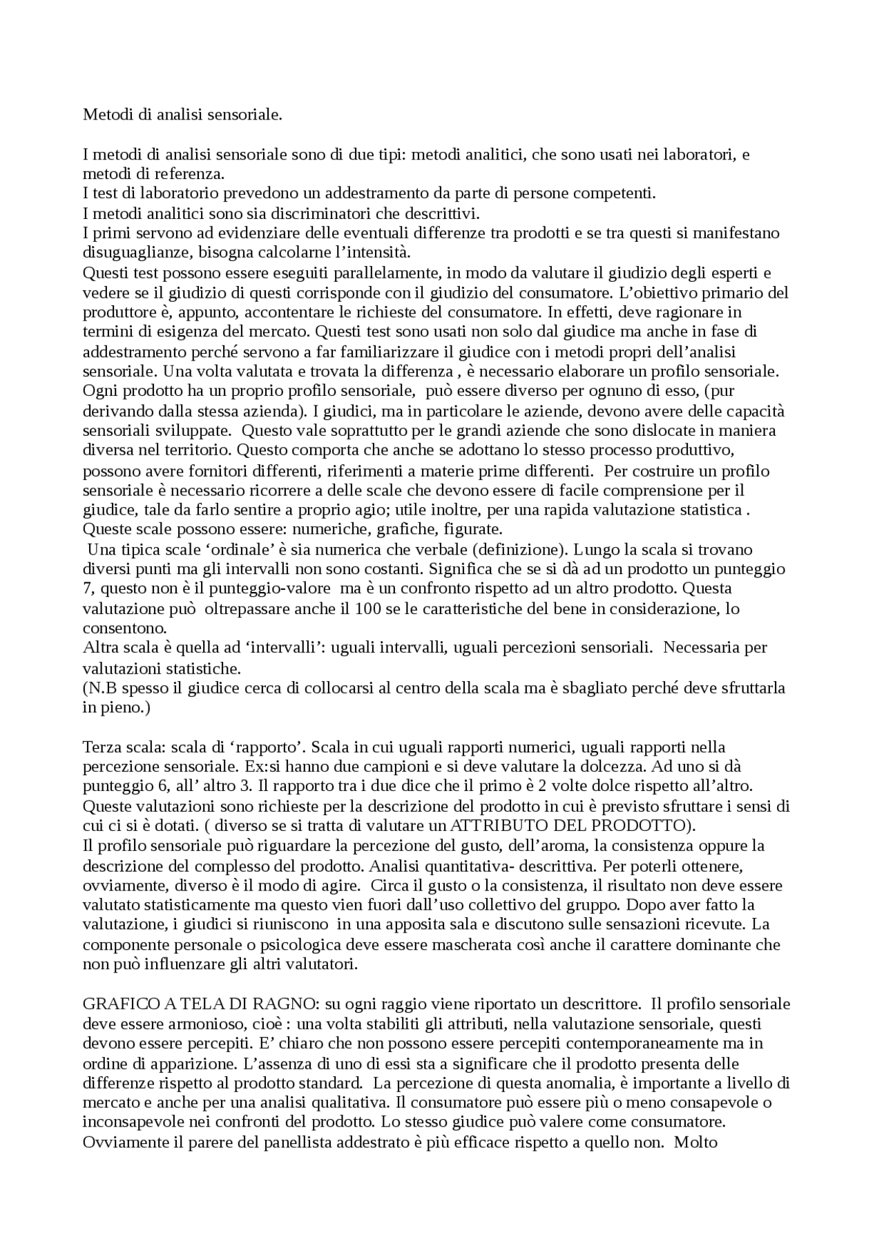 Analisi Sensoriale Parte 1 Docsity