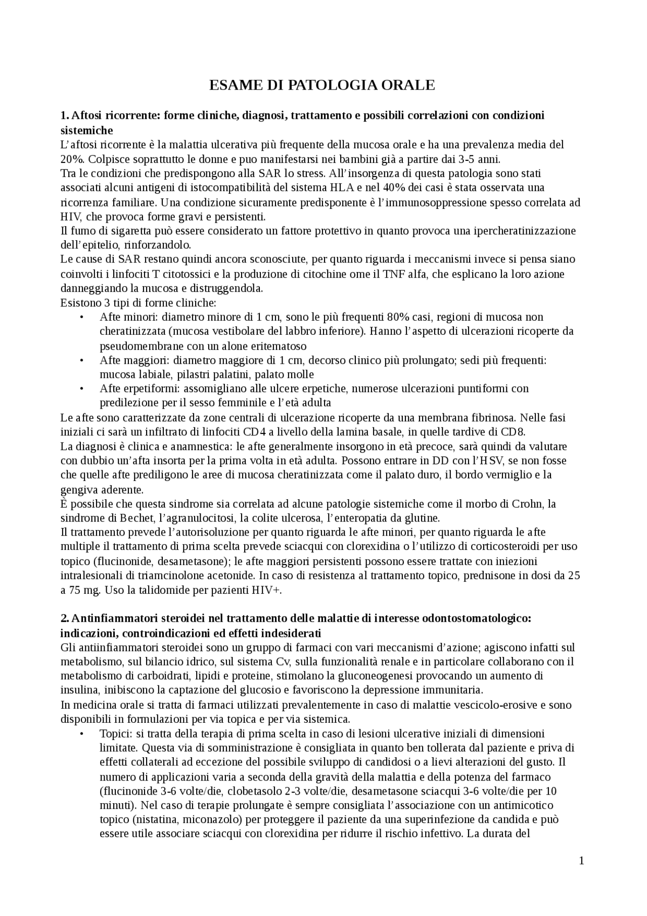 Dispensa Di Patologia Orale Docsity
