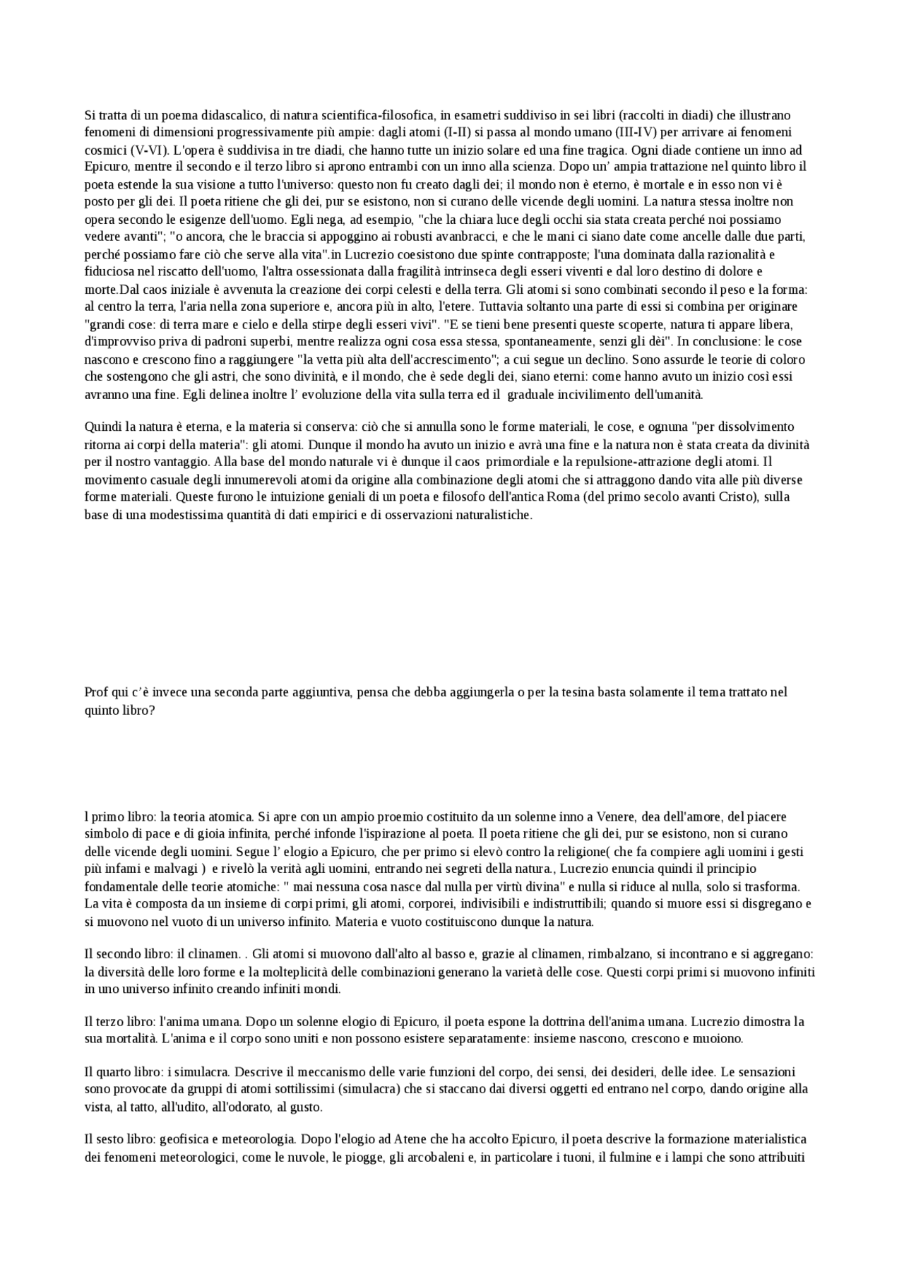 De Rerum Natura Lucrezio Docsity