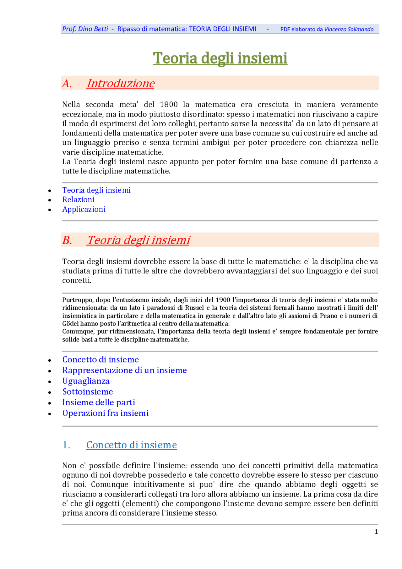 Teoria Degli Insiemi In Matematica Docsity