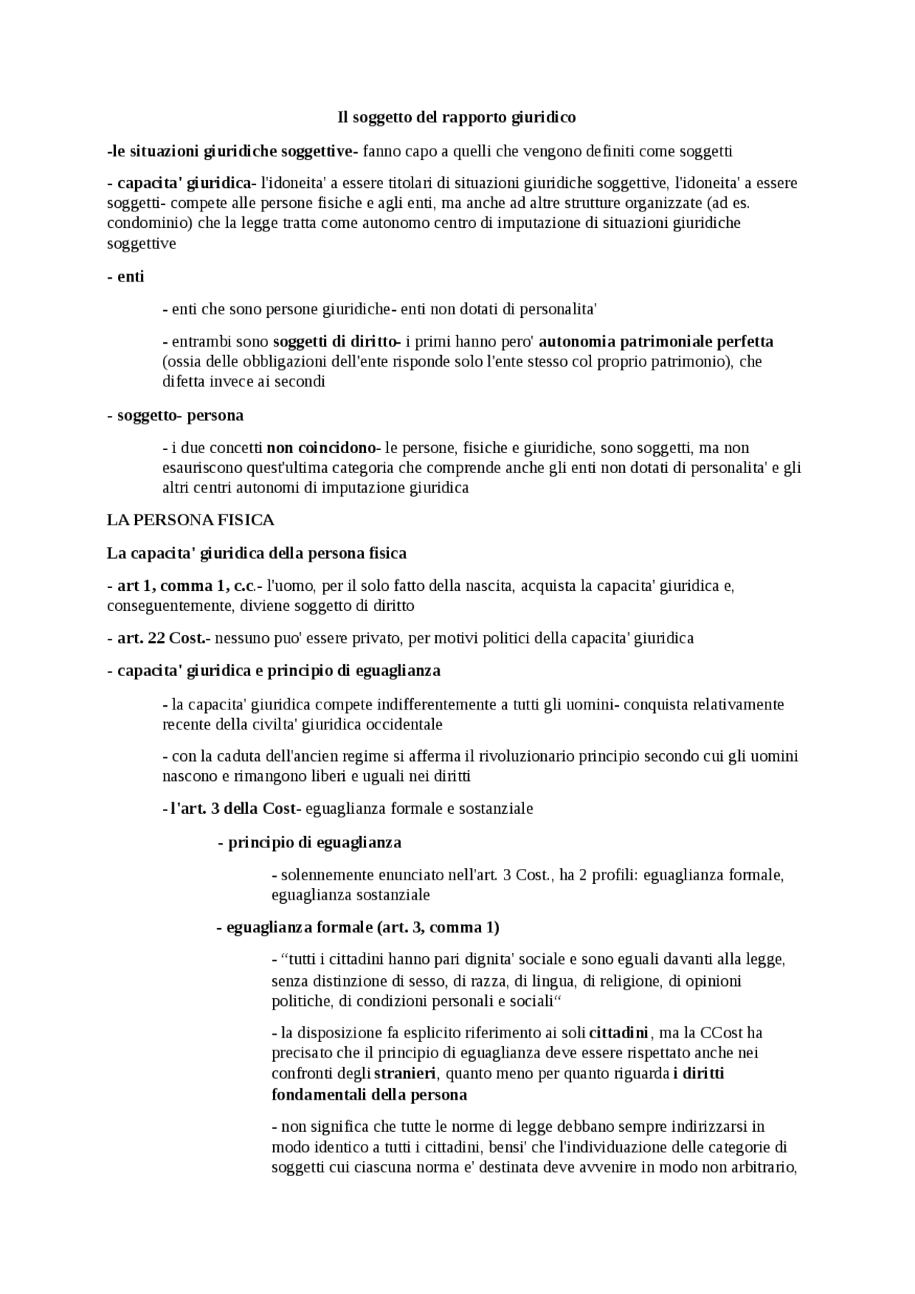Il Soggetto Del Rapporto Giuridico Docsity