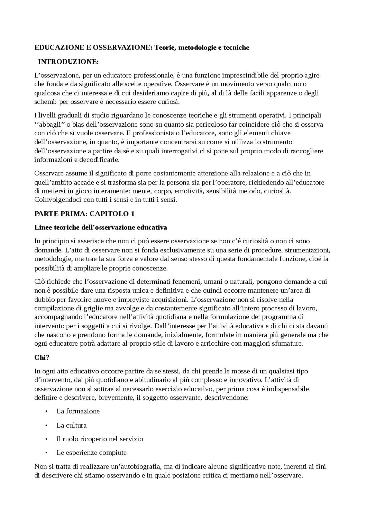 Educazione E Osservazione Docsity