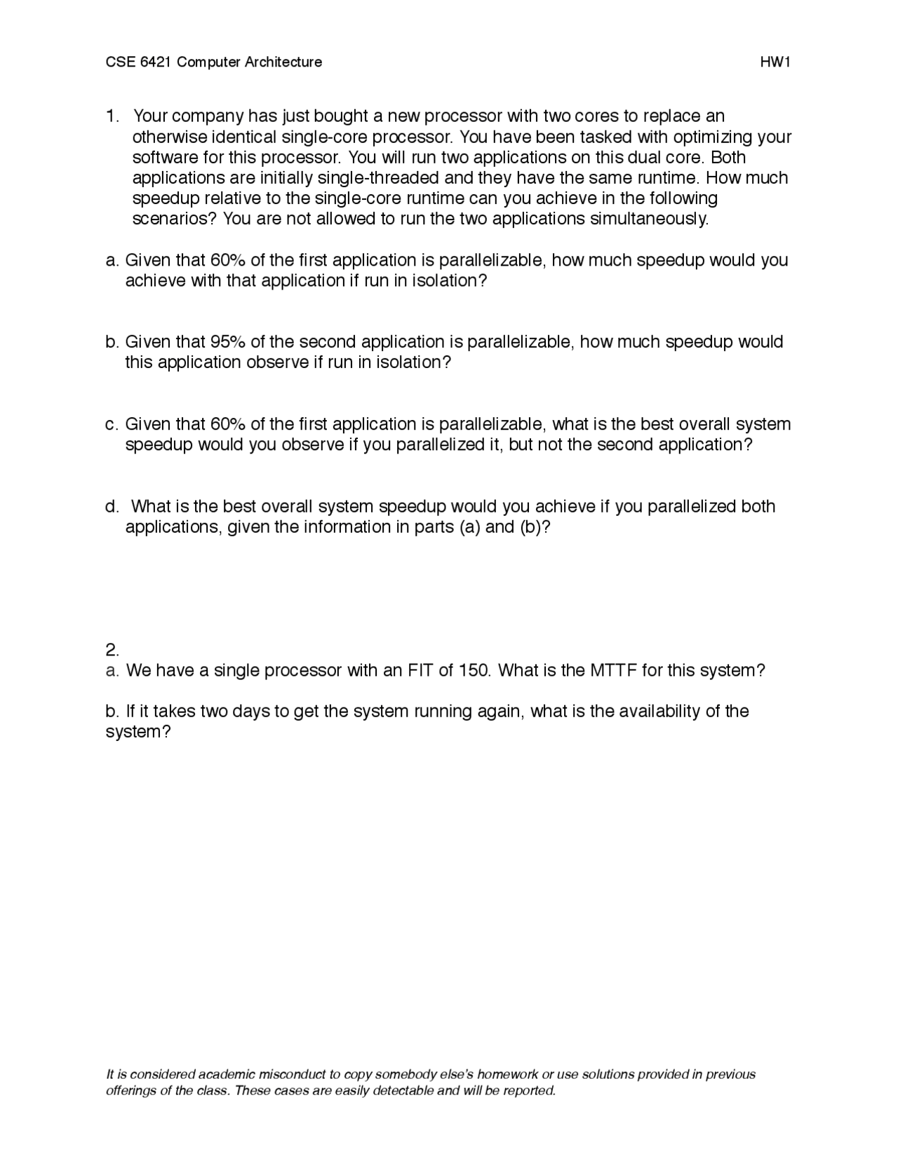 Homework For Computer Architecture Docsity