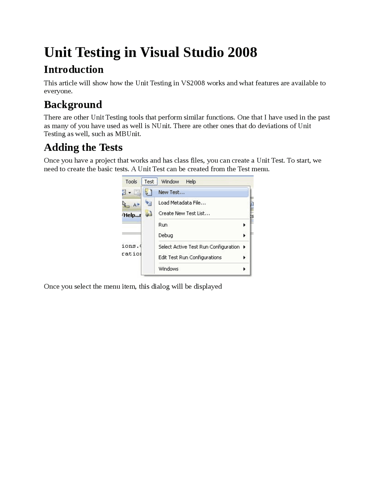 Create Unit Testing Project using Visual Studio - Docsity