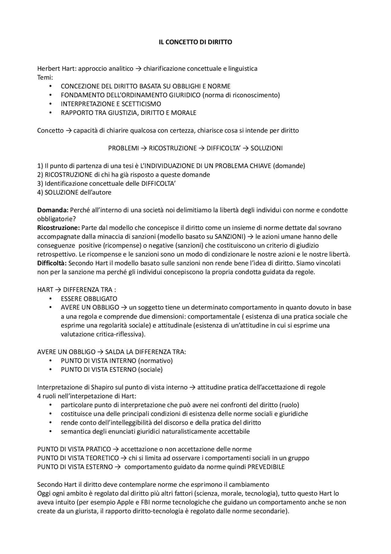 Il Concetto Di Diritto Hart Docsity