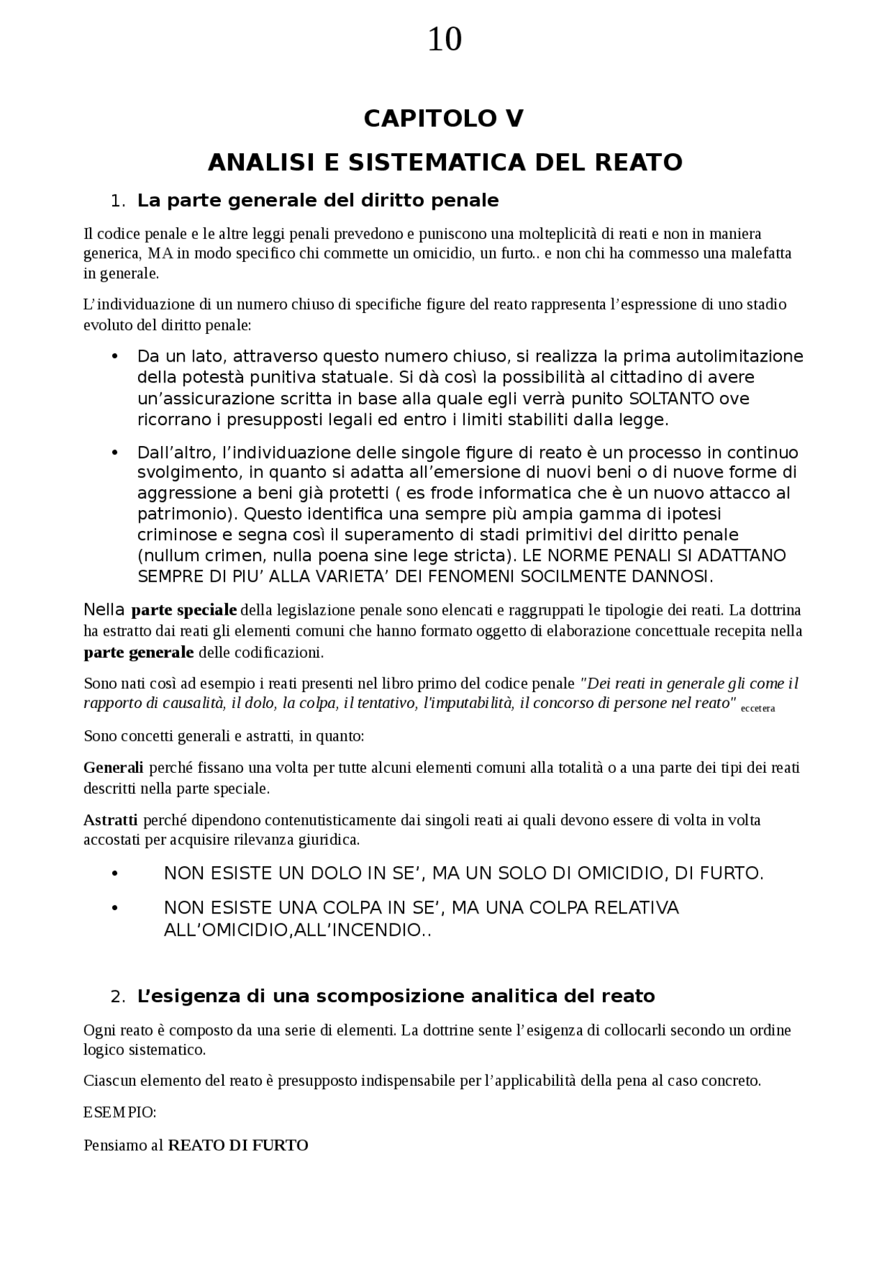 Il reato e i suoi elementi - Docsity